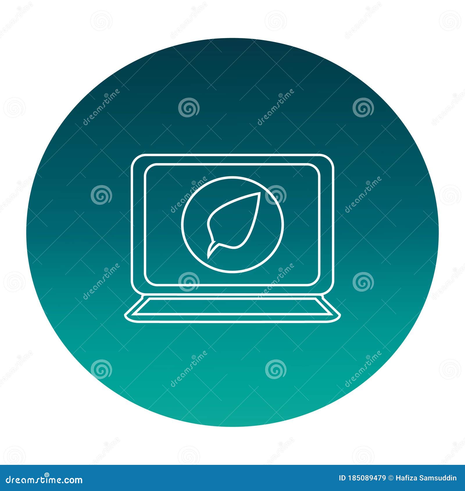 Laptop with a Leaf. Vector Illustration Decorative Design Stock Vector ...