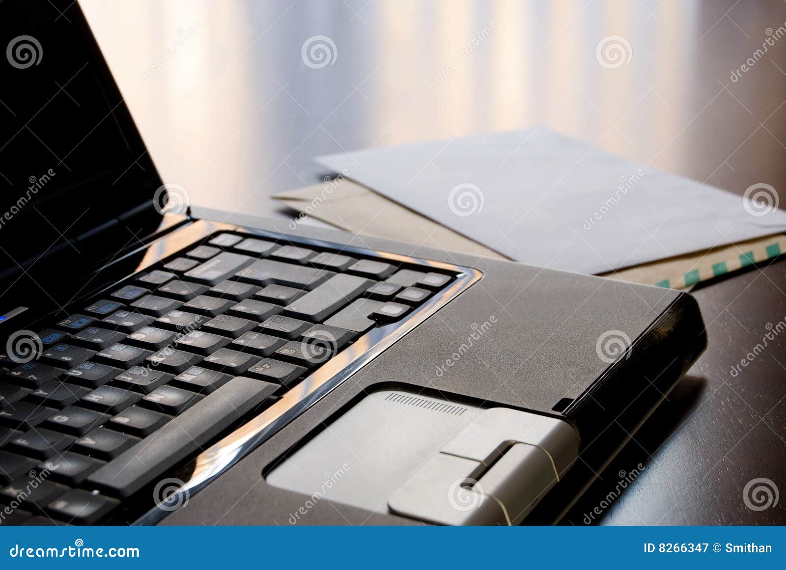 Laptop and Letters on a Desk Stock Image - Image of wireless, living ...