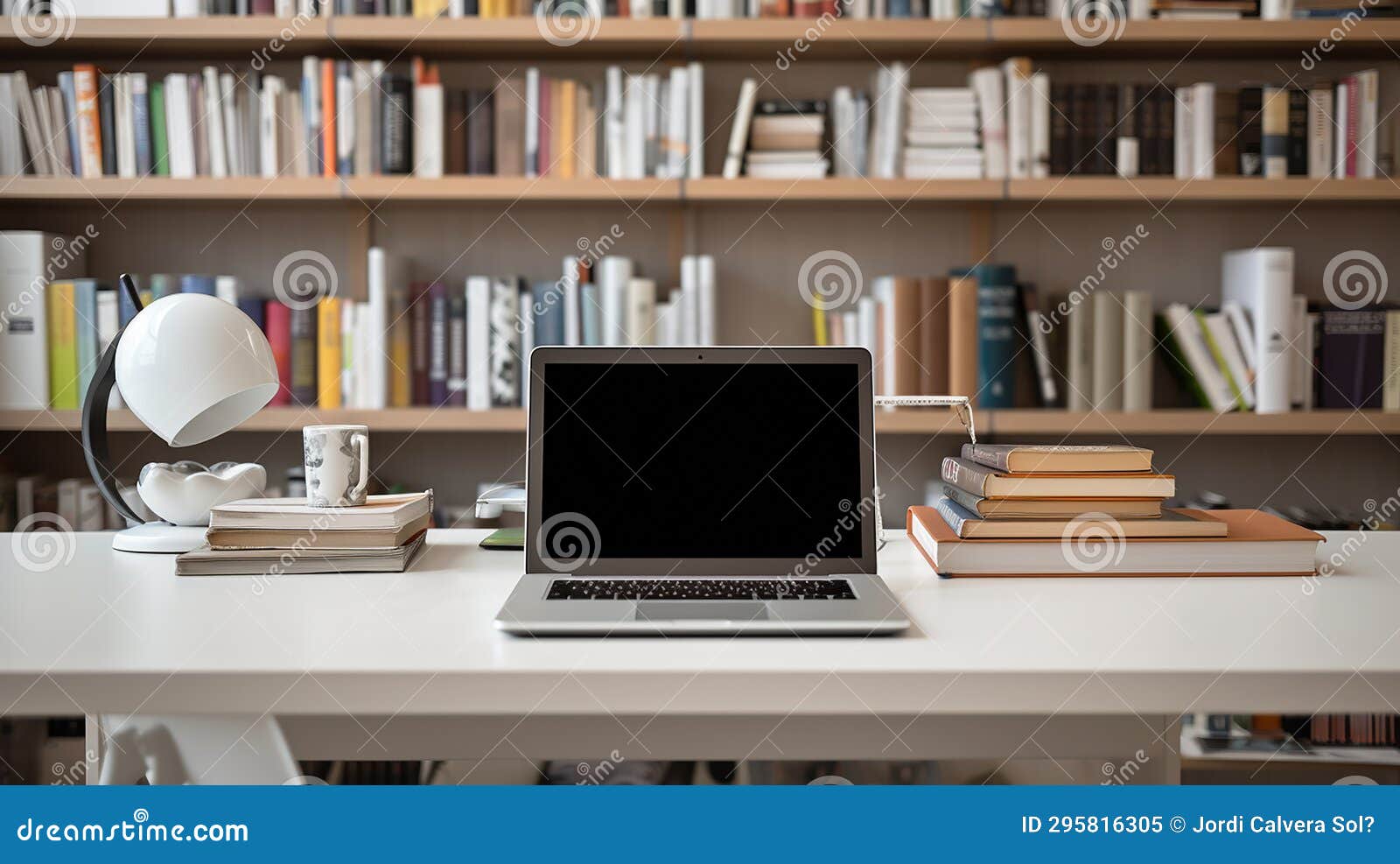 Laptop on a Library Table. Educational Learning Concept Stock Image ...
