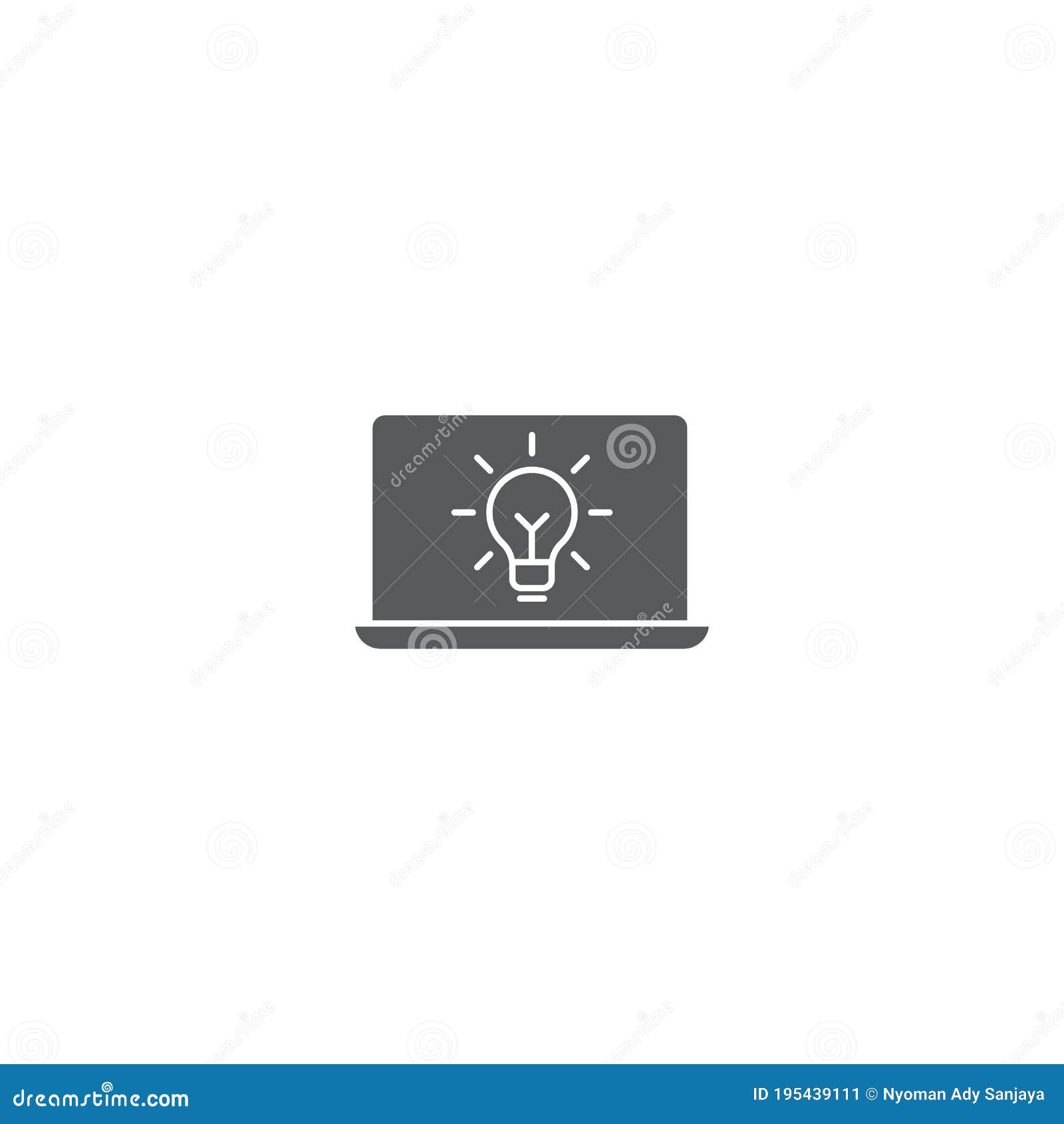 Laptop with Light Bulb Vector Icon Symbol Isolated on White Background ...
