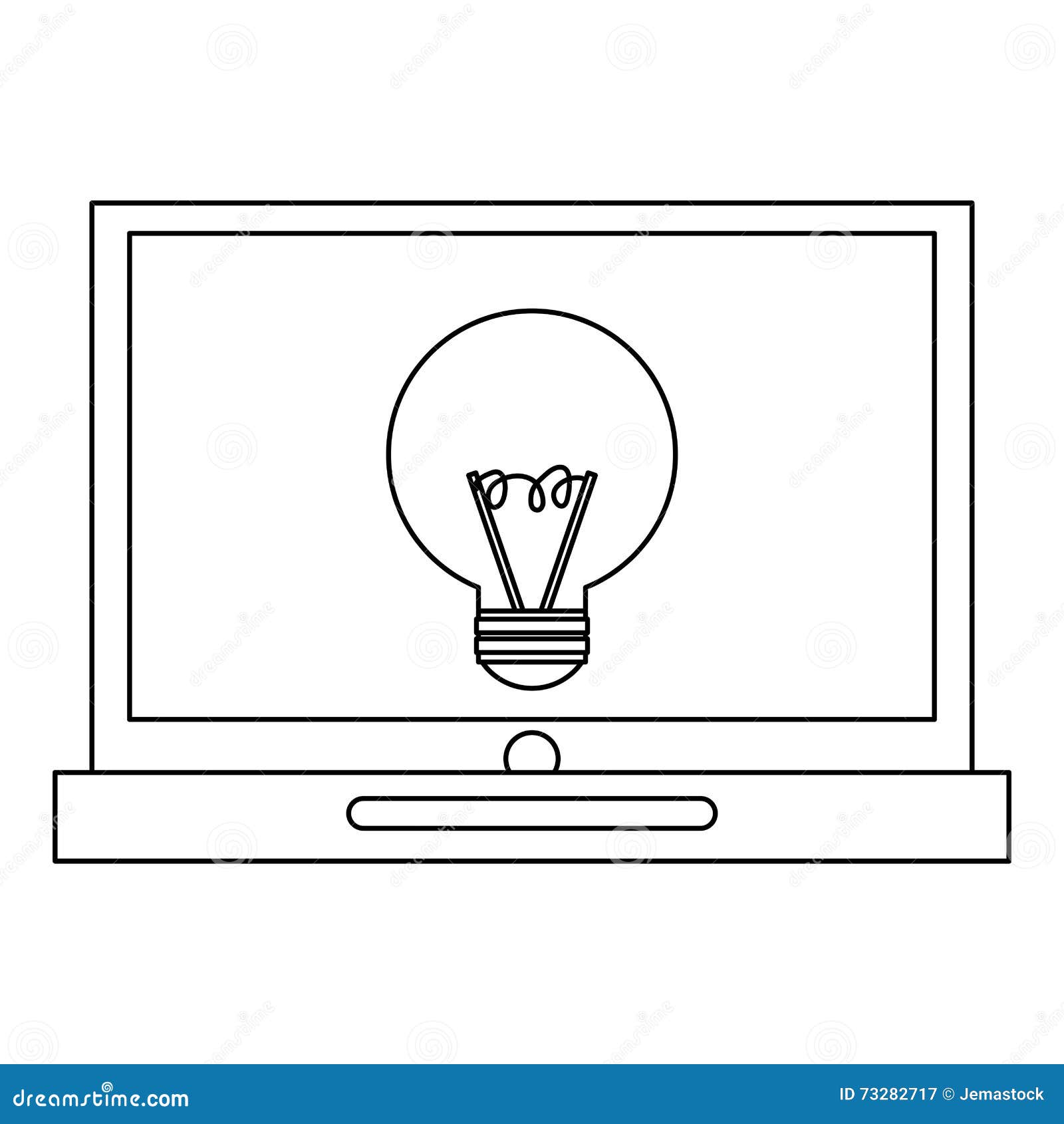 Laptop with Lightbulb , Illustration Stock Illustration - Illustration ...
