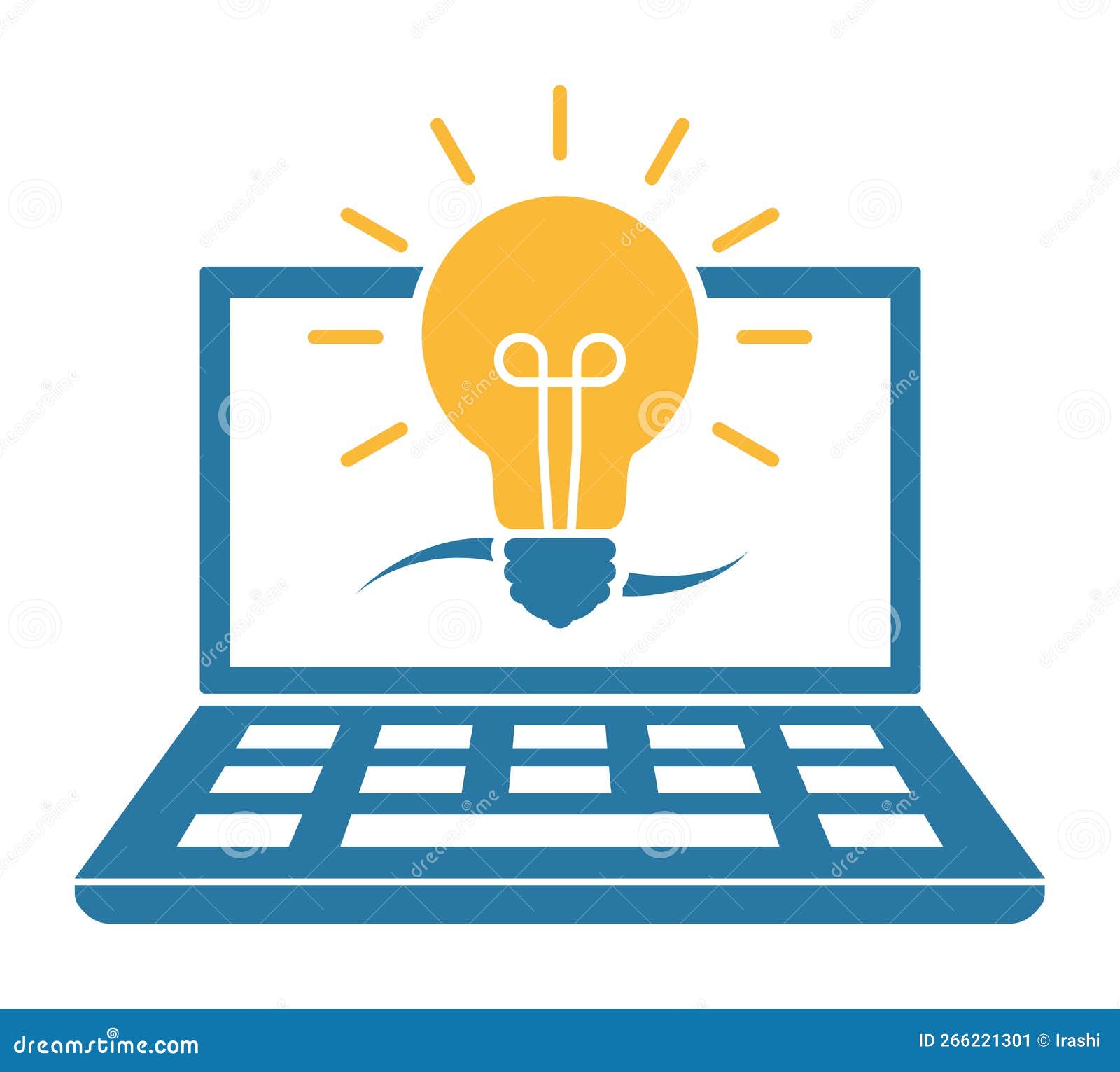 Laptop with Lightbulb Shine Icon Stock Vector - Illustration of approve ...