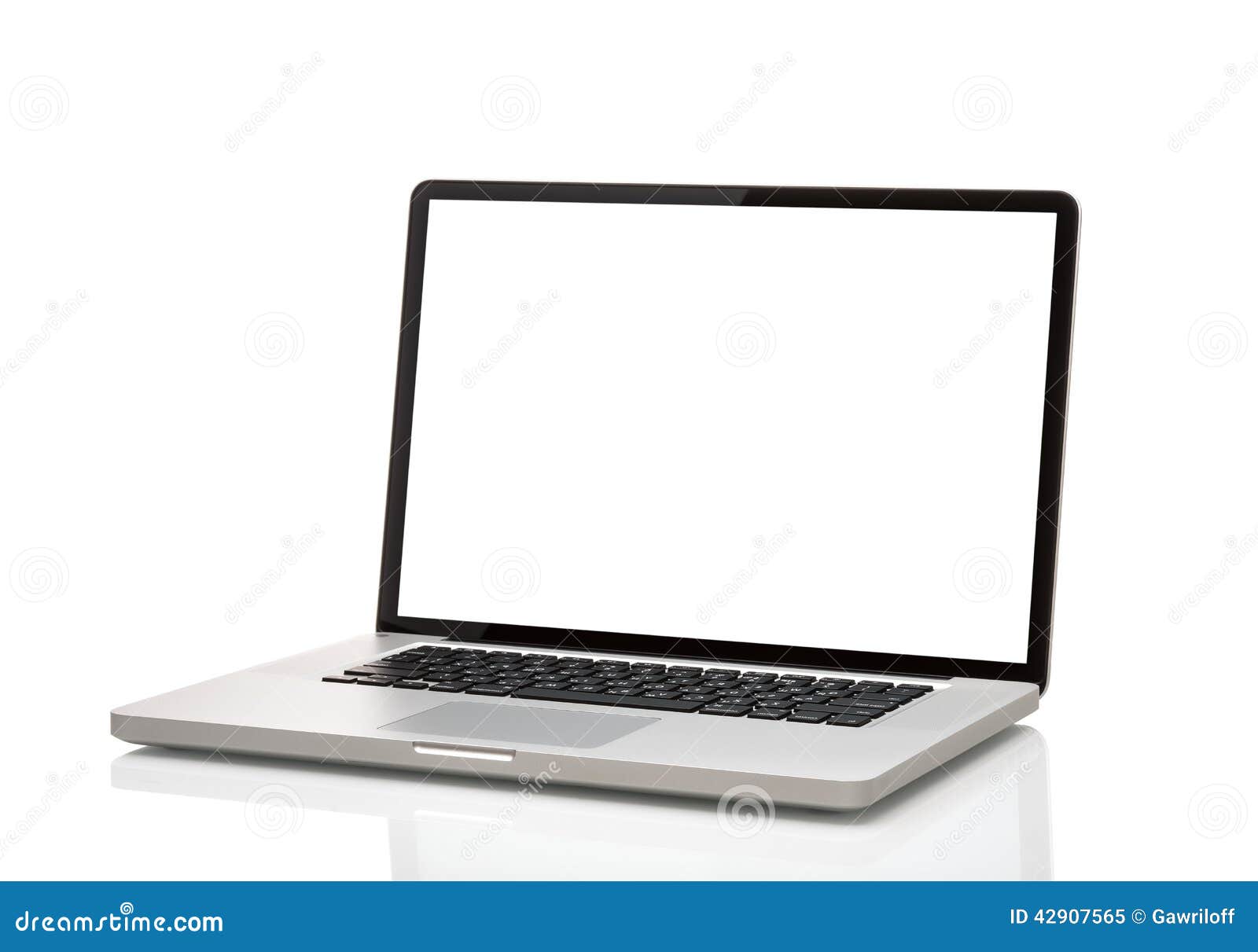 Laptop With Blank Screen Isolated On White Background, White Aluminium ...