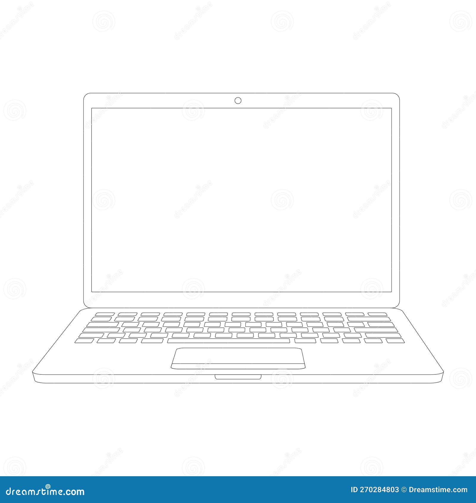 Laptop line contour icon. stock vector. Illustration of front - 270284803
