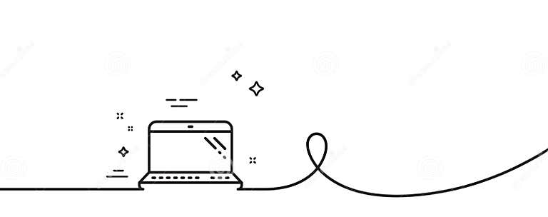 Laptop Line Icon. Mobile Computer Device Sign. Continuous Line with ...