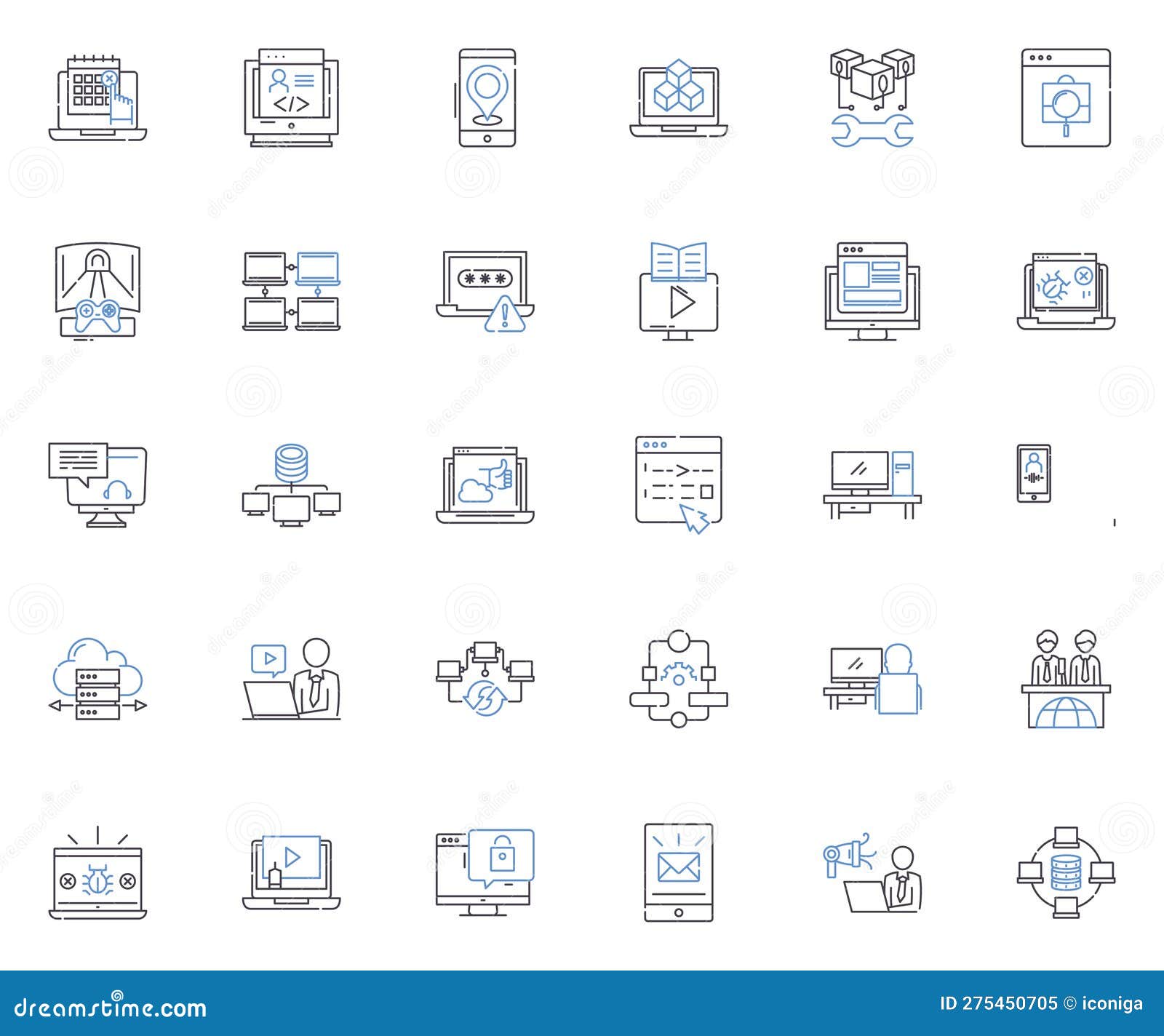 Laptop Line Icons Collection. Portable, Compact, Convenient ...