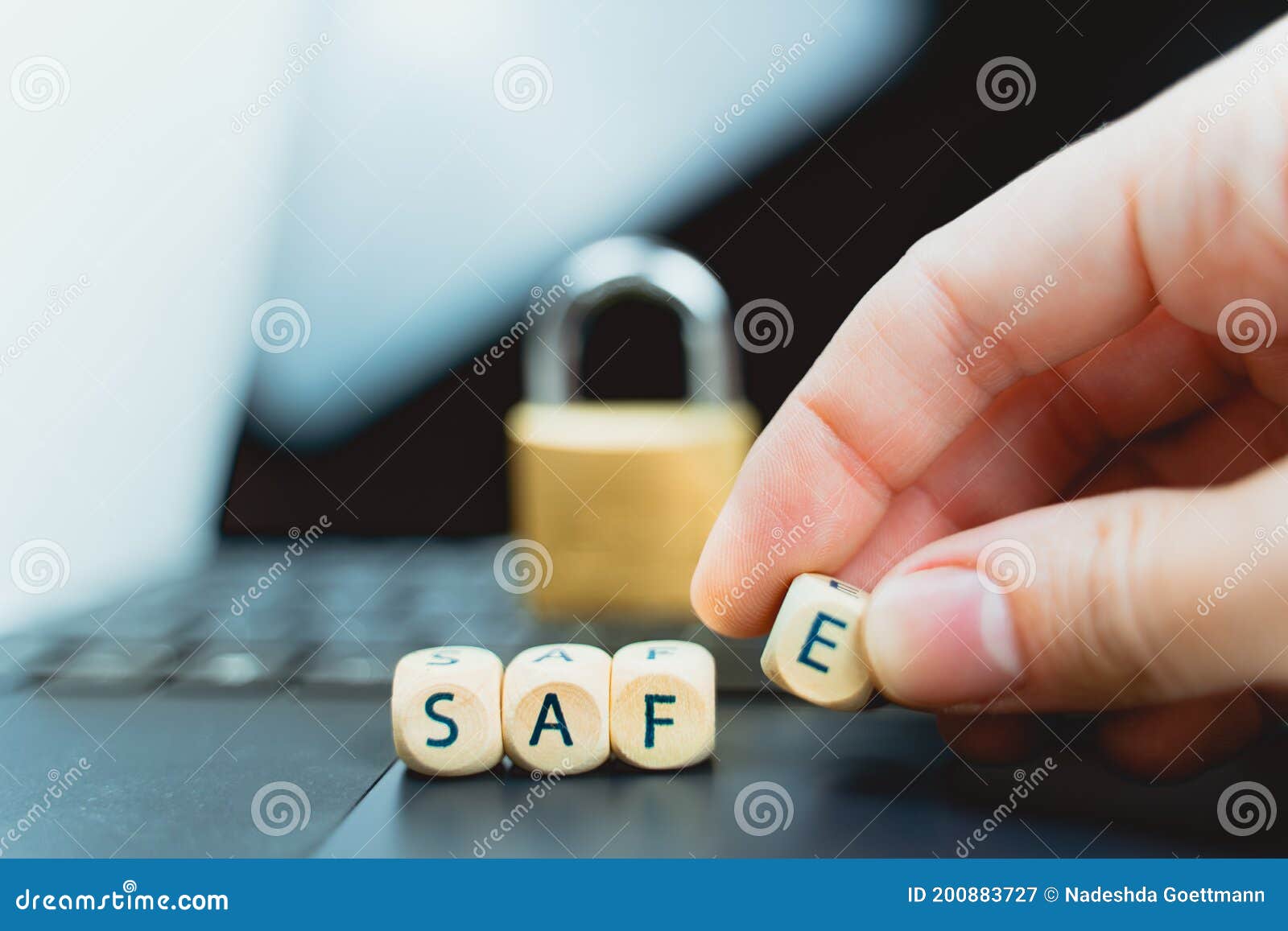 Lock On Computer Laptop Keayboard With Warning Message Danger ...