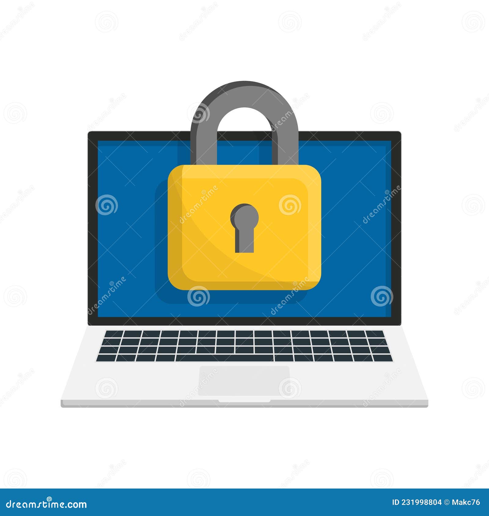 Laptop and Lock. Computer Security, Privacy Policy, Safety Lock and ...
