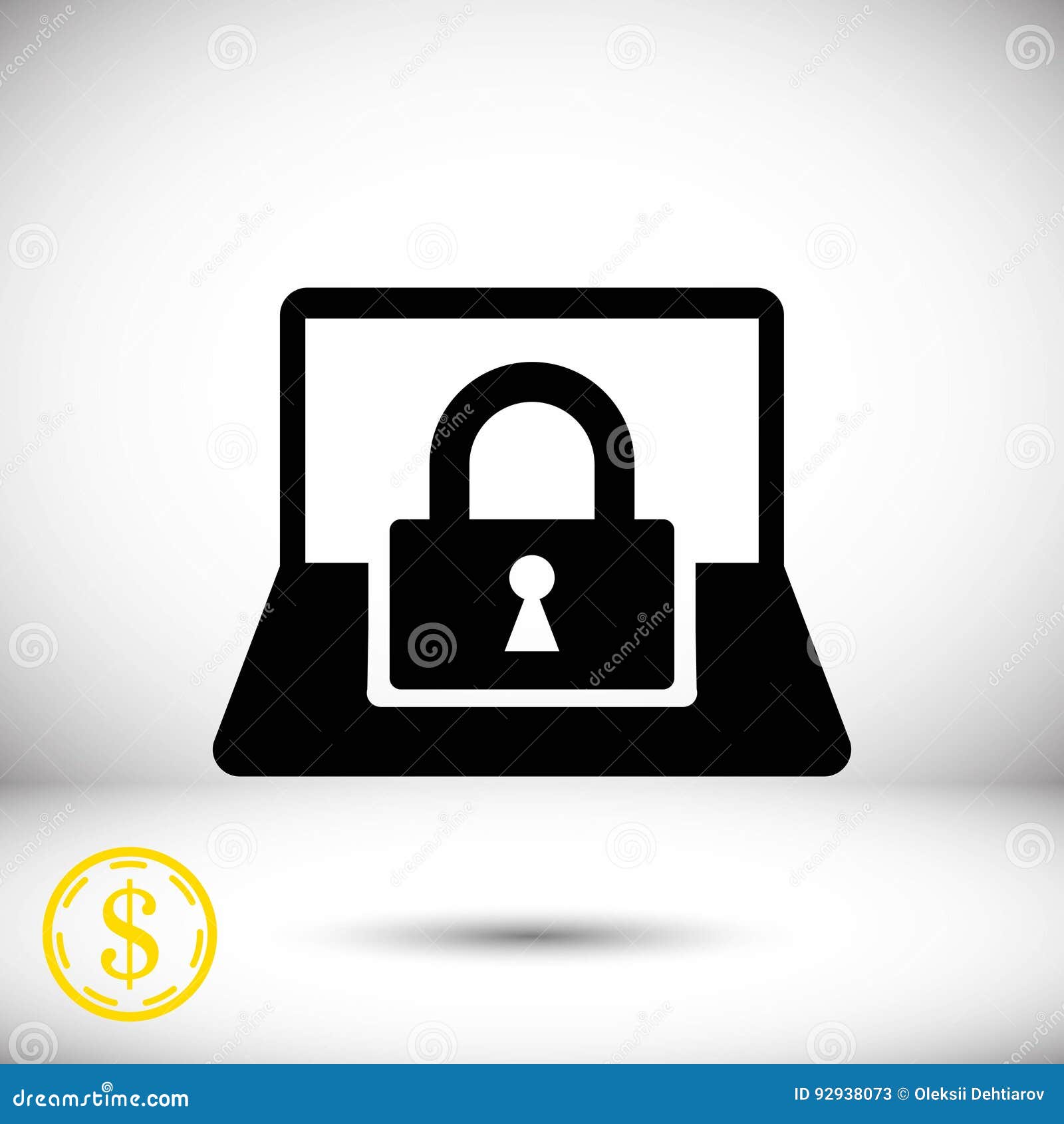 Laptop Lock Icon Stock Vector Illustration Flat Design Stock Vector ...