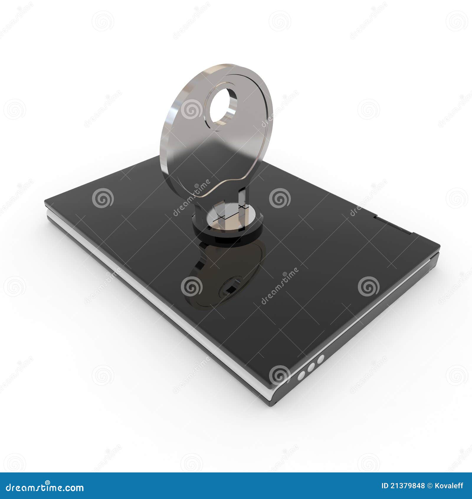 Laptop with Lock and Key. Concept of Security Stock Illustration ...