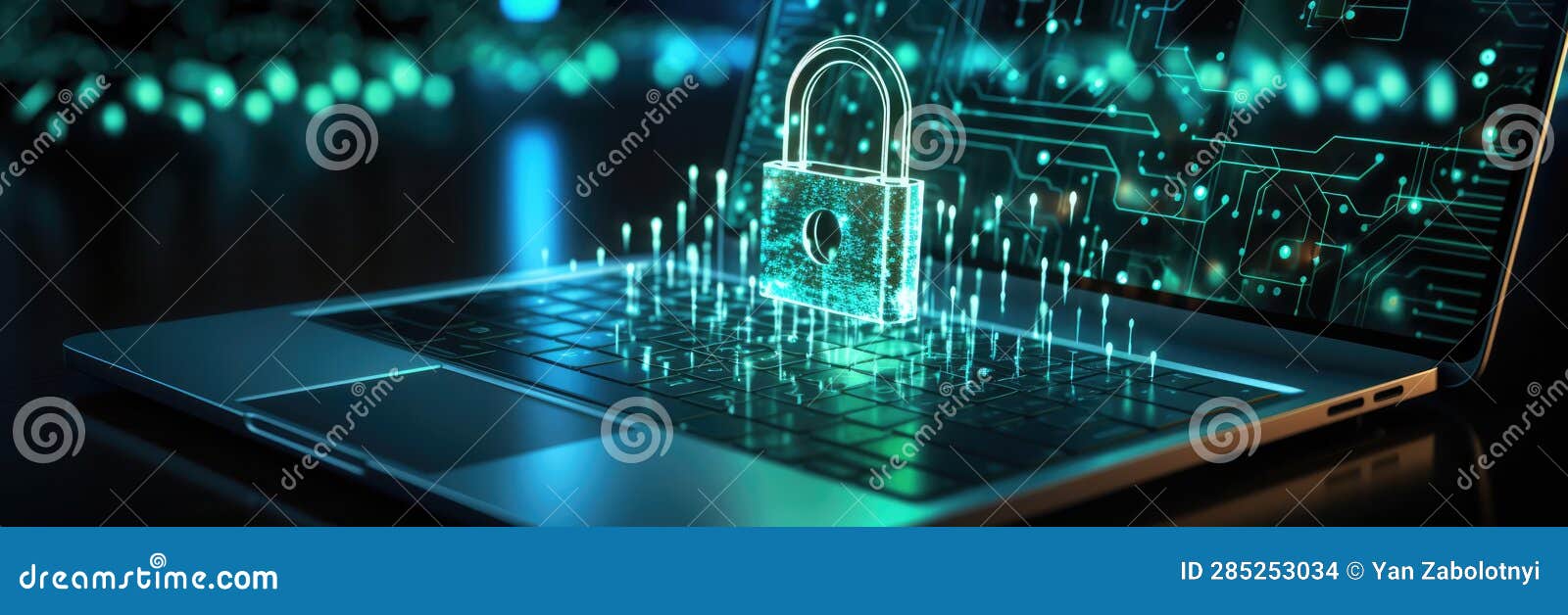 A Laptop with a Lock on the Screen Stock Illustration - Illustration of ...