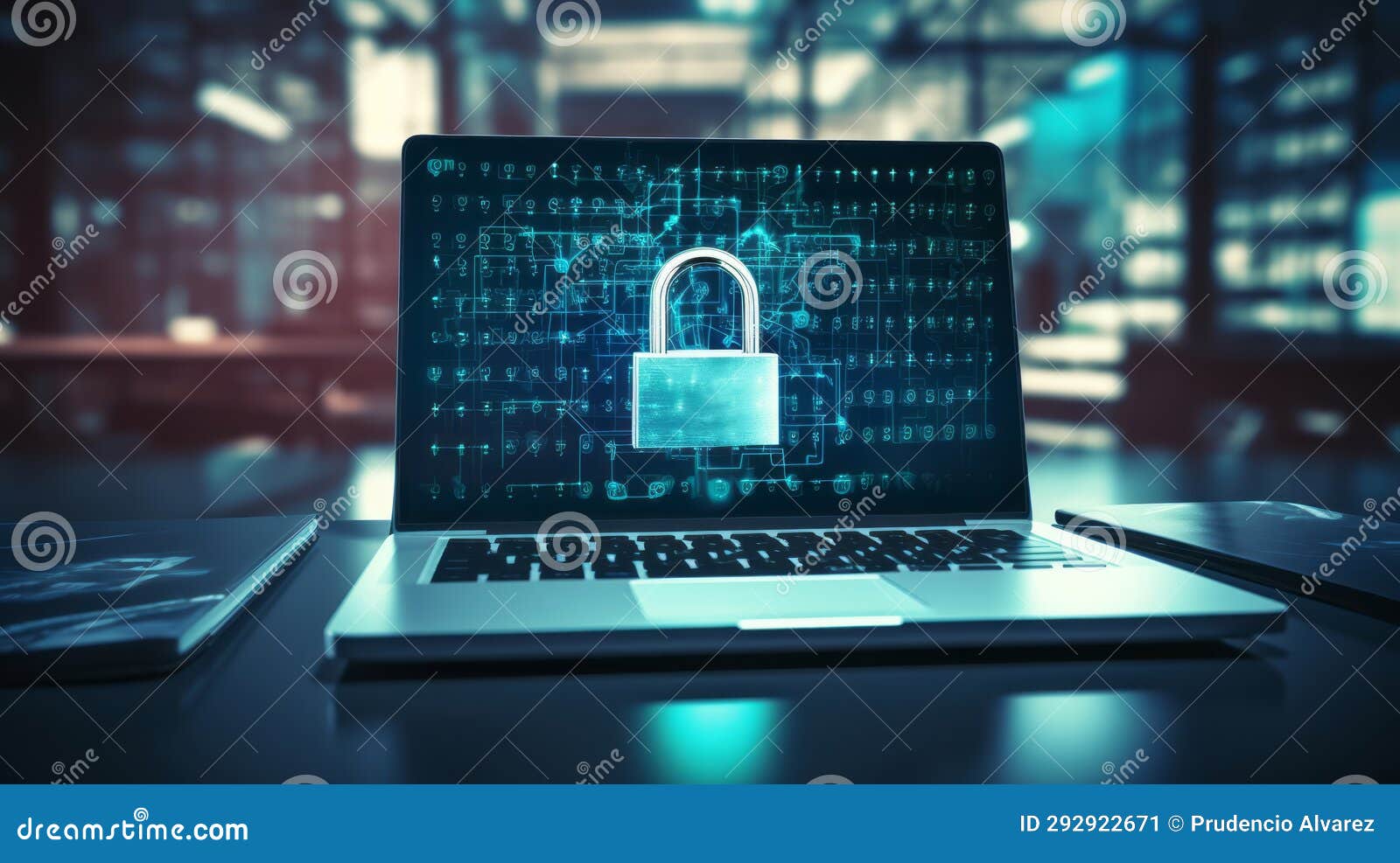 Laptop with Lock on the Screen Stock Illustration - Illustration of ...