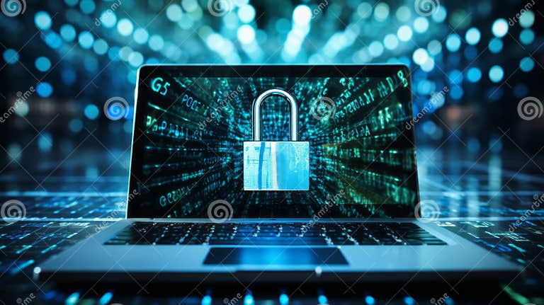 Laptop with Lock on the Screen Stock Illustration - Illustration of ...