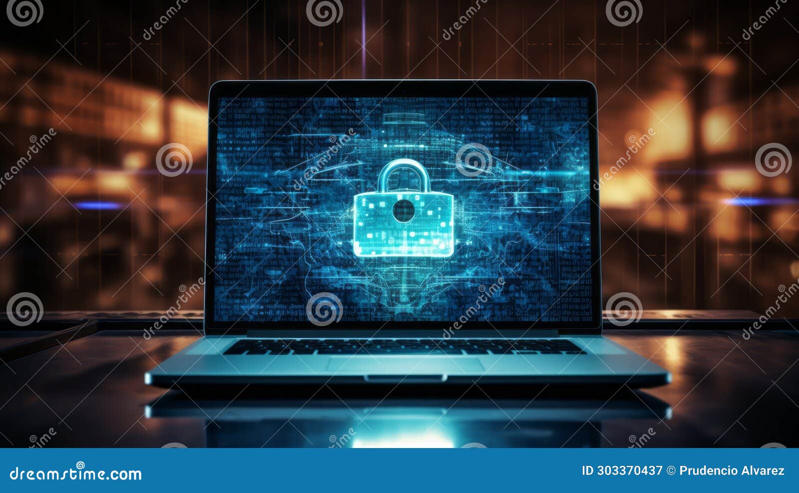 Laptop with Lock on the Screen Stock Illustration - Illustration of ...