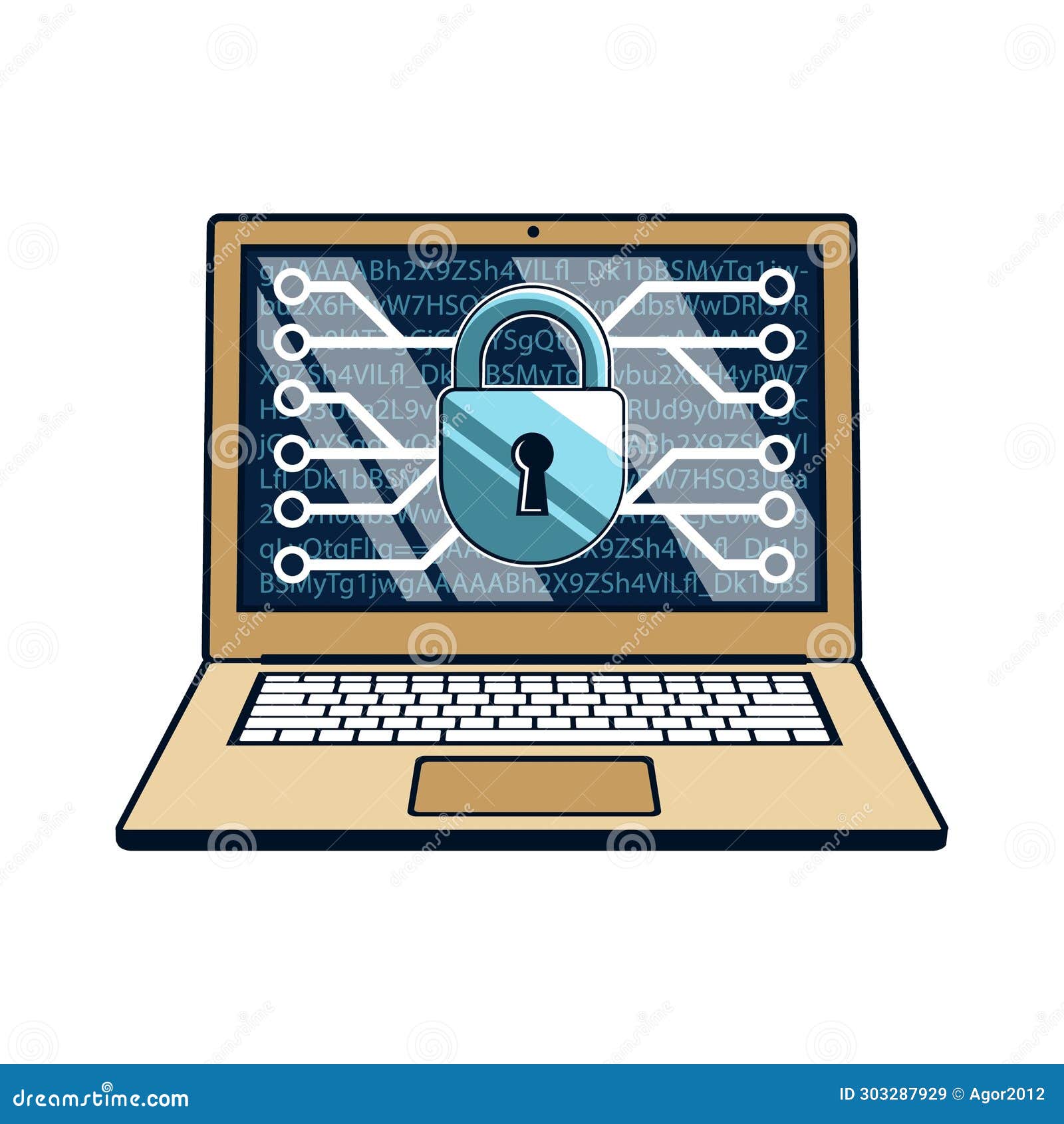 Laptop with a Lock on the Screen Stock Illustration - Illustration of ...