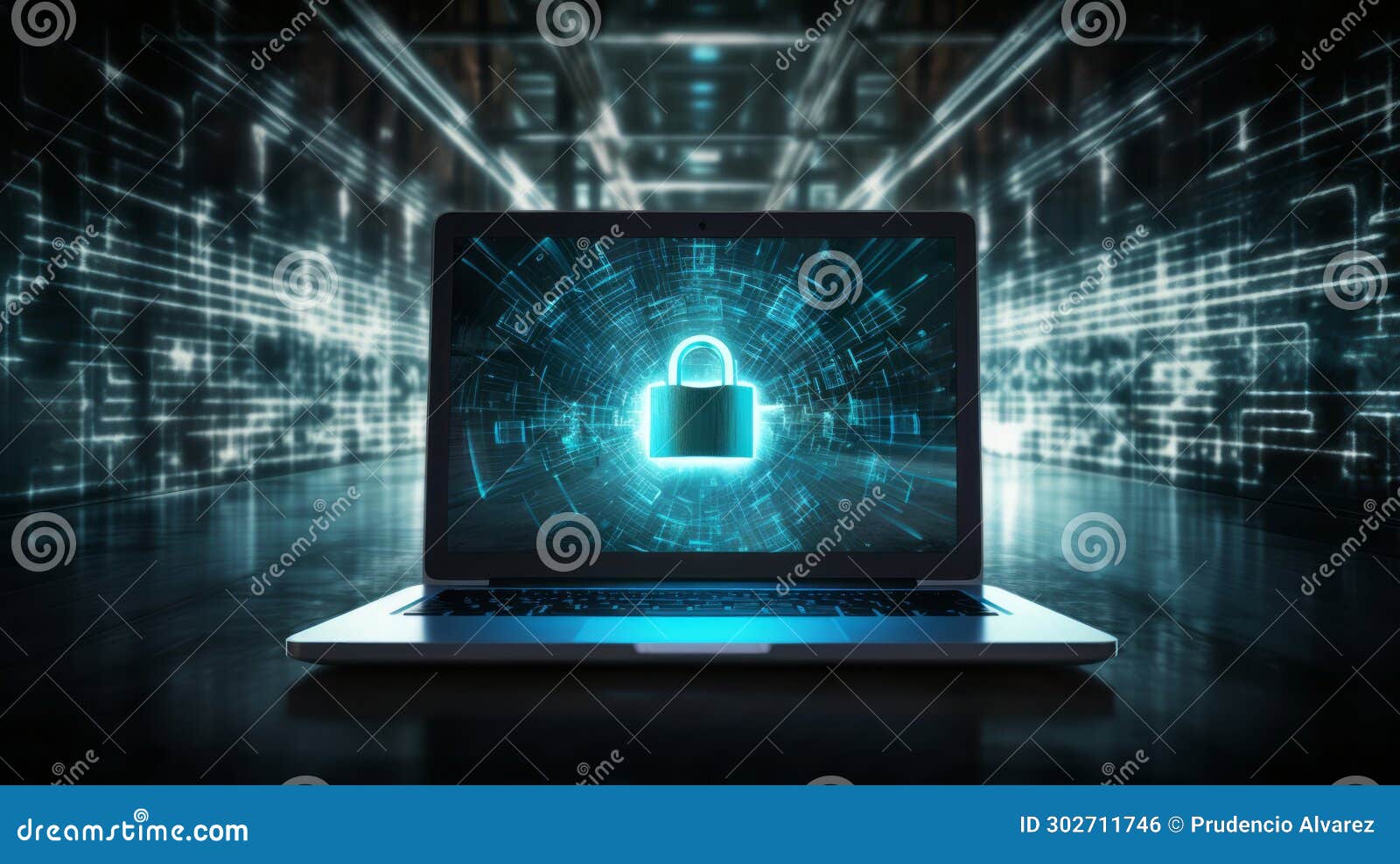 Laptop with Lock on the Screen Stock Illustration - Illustration of ...