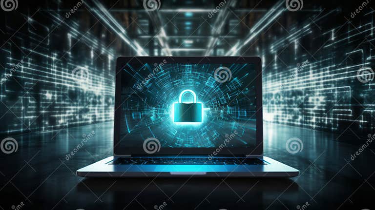 Laptop with Lock on the Screen Stock Illustration - Illustration of ...