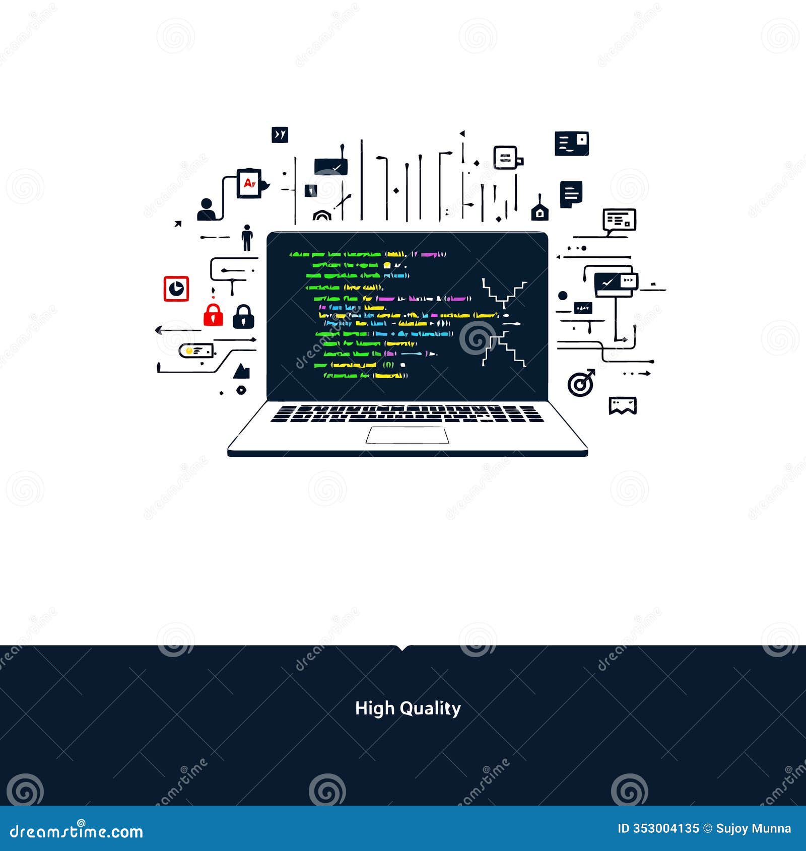 A Laptop with a Lock on the Screen Stock Image - Image of access ...