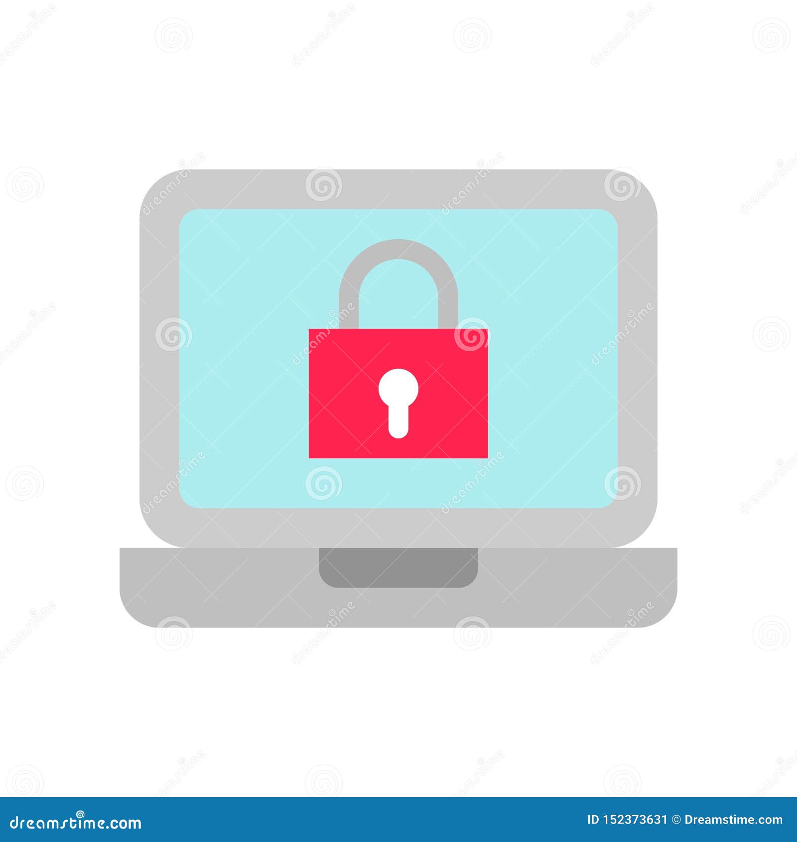 Laptop with Lock Vector, Social Media Flat Style Icon Stock Vector ...