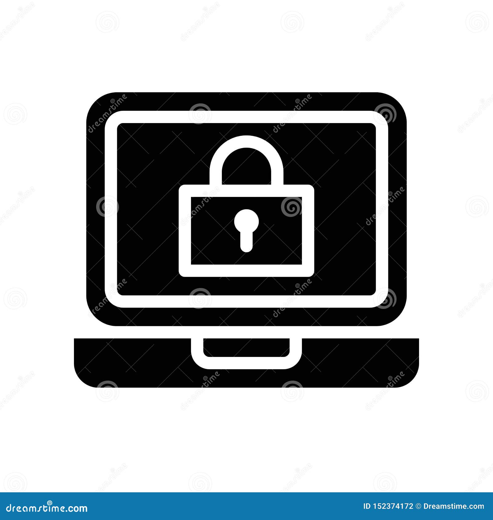 Laptop with Lock Vector, Social Media Solid Style Icon Stock Vector ...