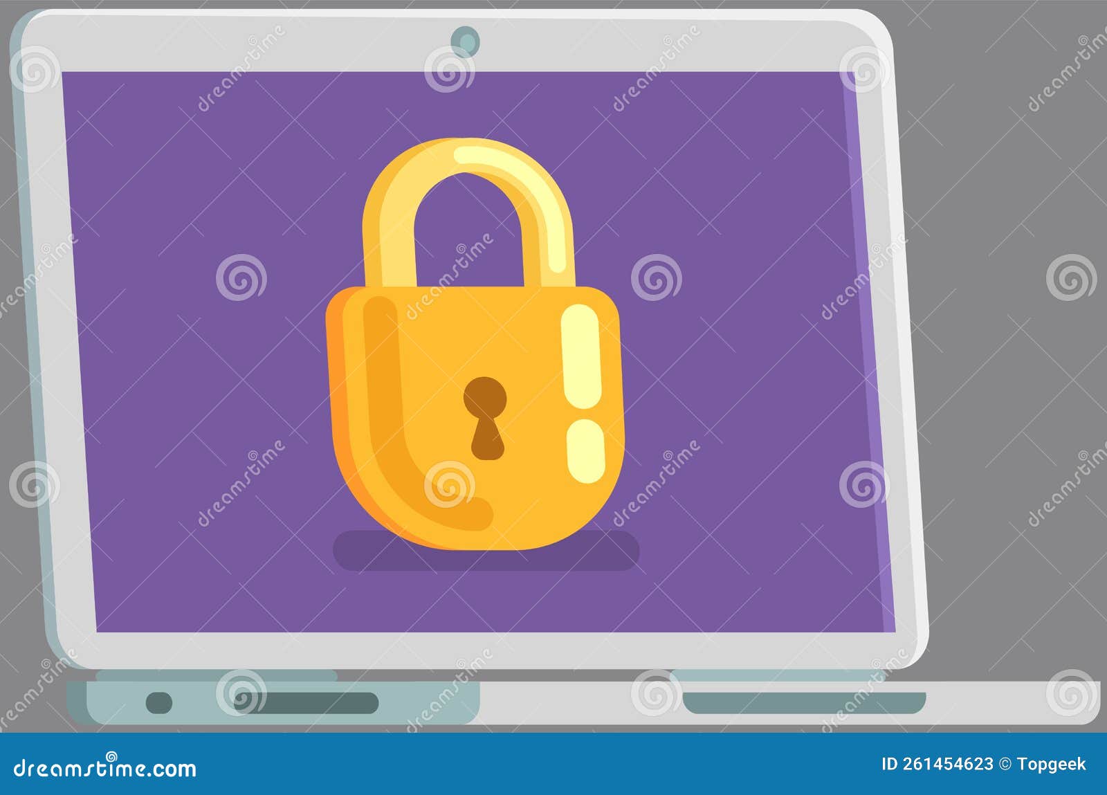Laptop Locked Notification Button, Password Field. Computer Security ...