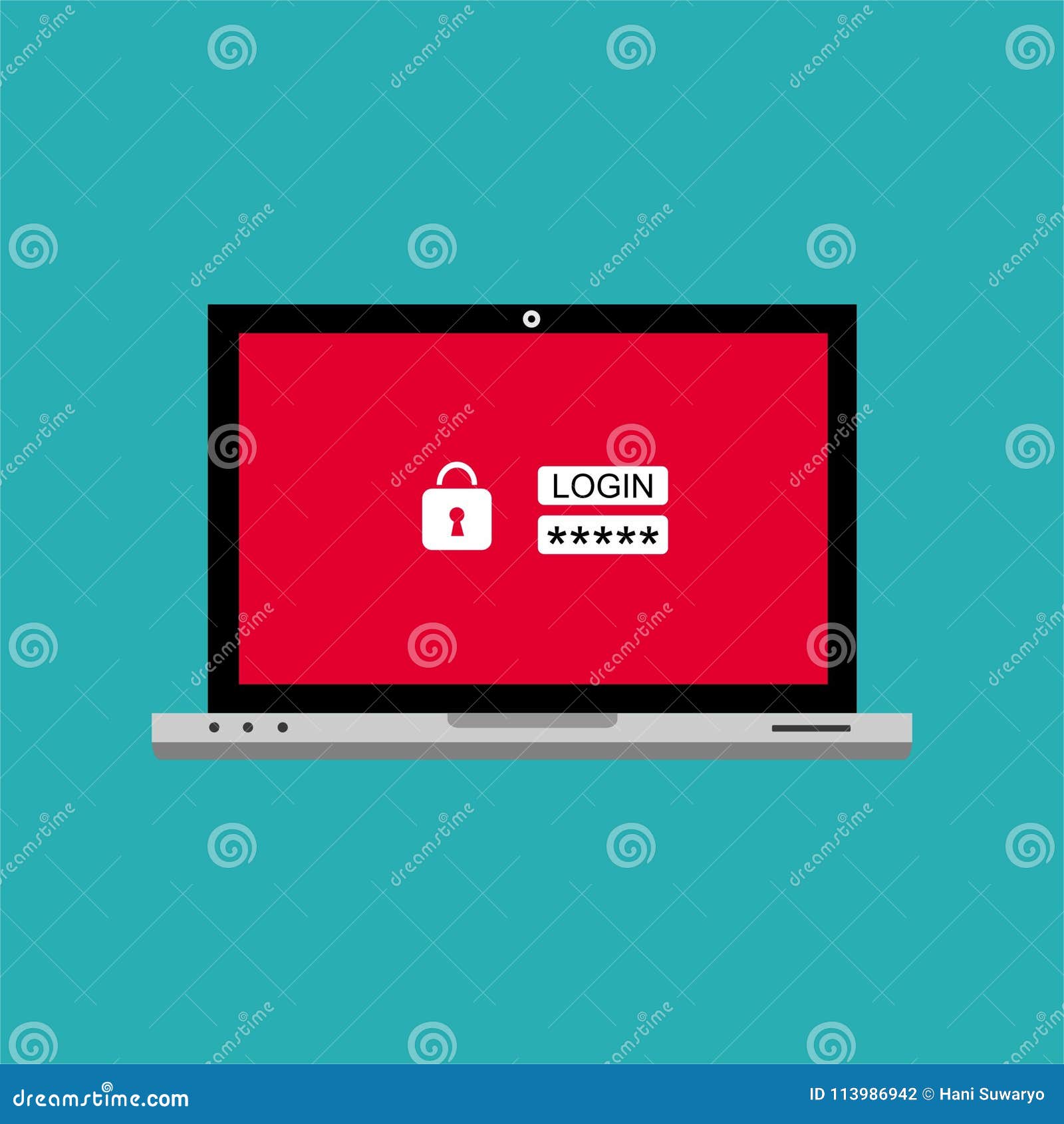 Laptop with Login Form, Flat Design, Illustration Stock Vector ...