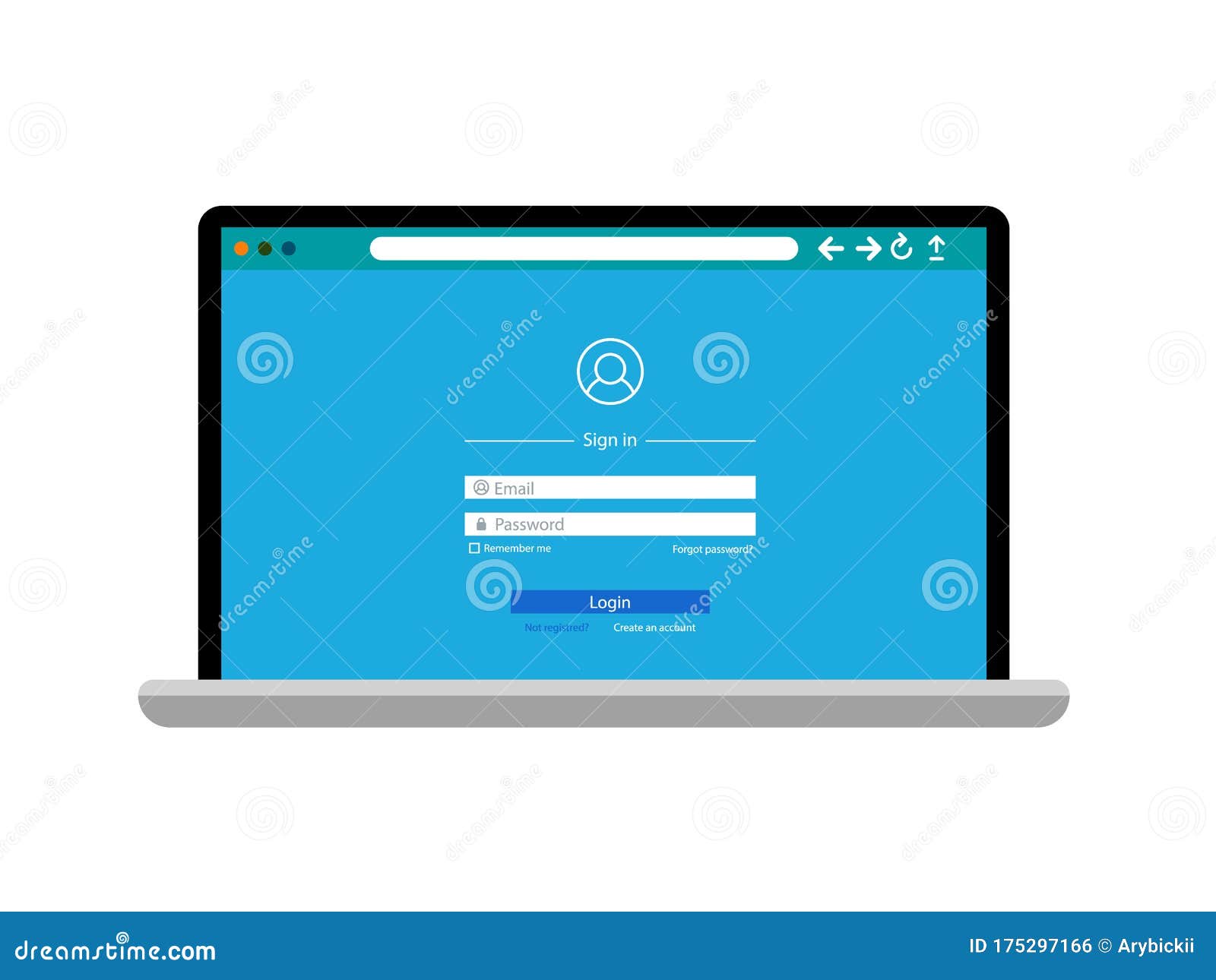 Laptop with Login Form Template. Vector Stock Vector - Illustration of ...