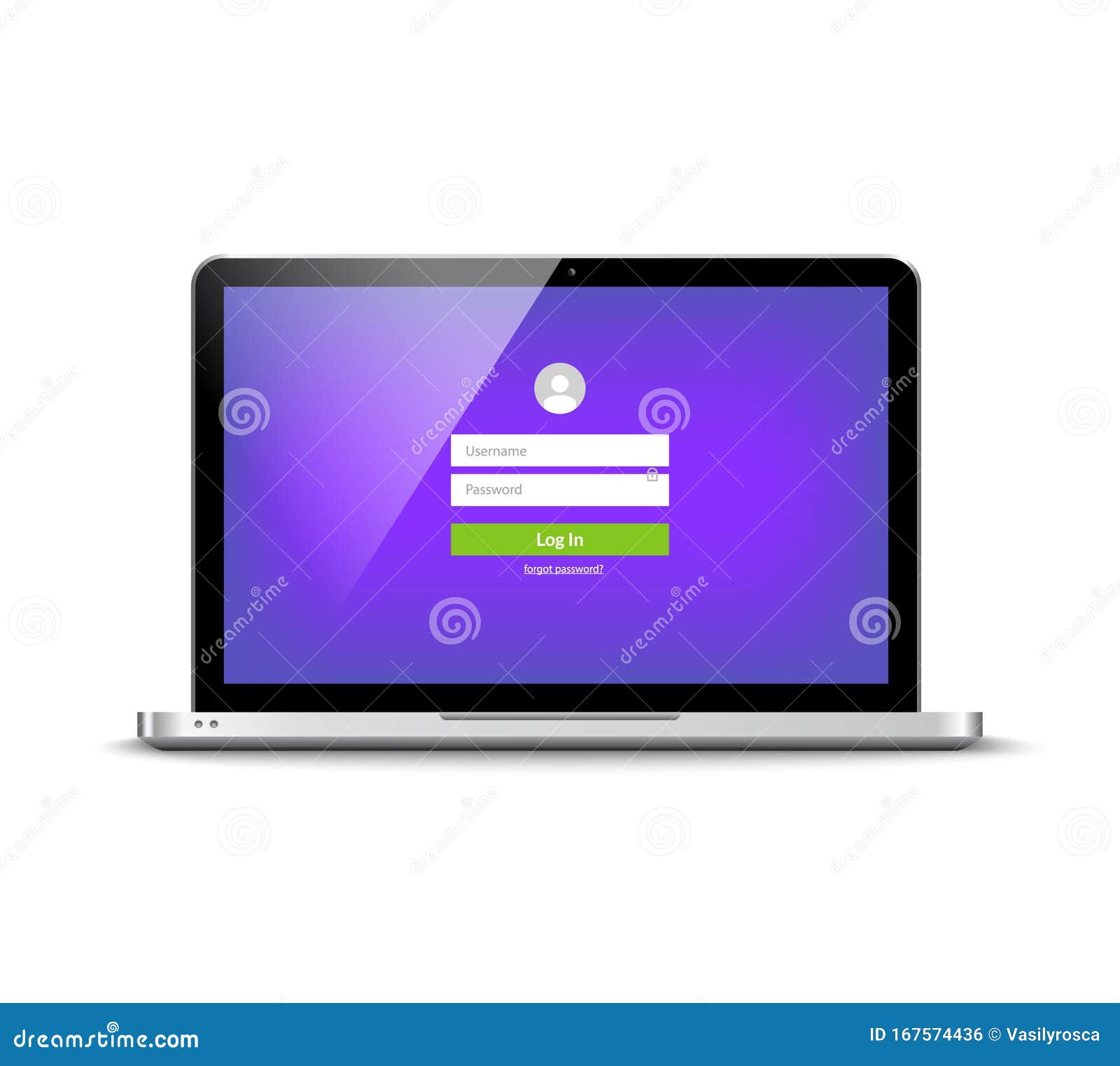 Laptop With Login And Password Form Page On Screen. Sign In To Account ...