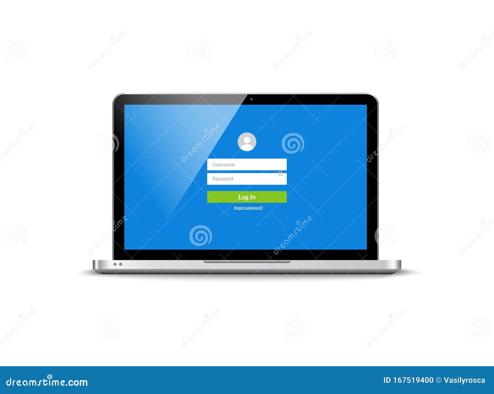 Laptop With Login And Password Form Page On Screen. Sign In To Account ...