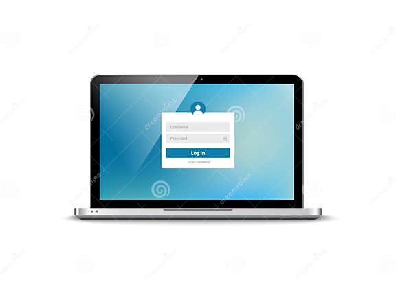 Laptop Login Password on Lock Screen. Computer Security Protection ...