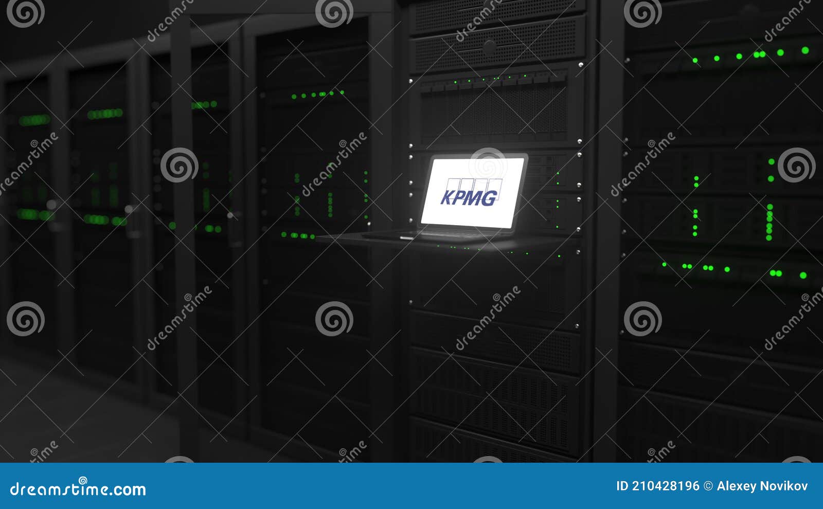 Laptop with the Logo of KPMG on the Screen in a Server Room. Conceptual ...