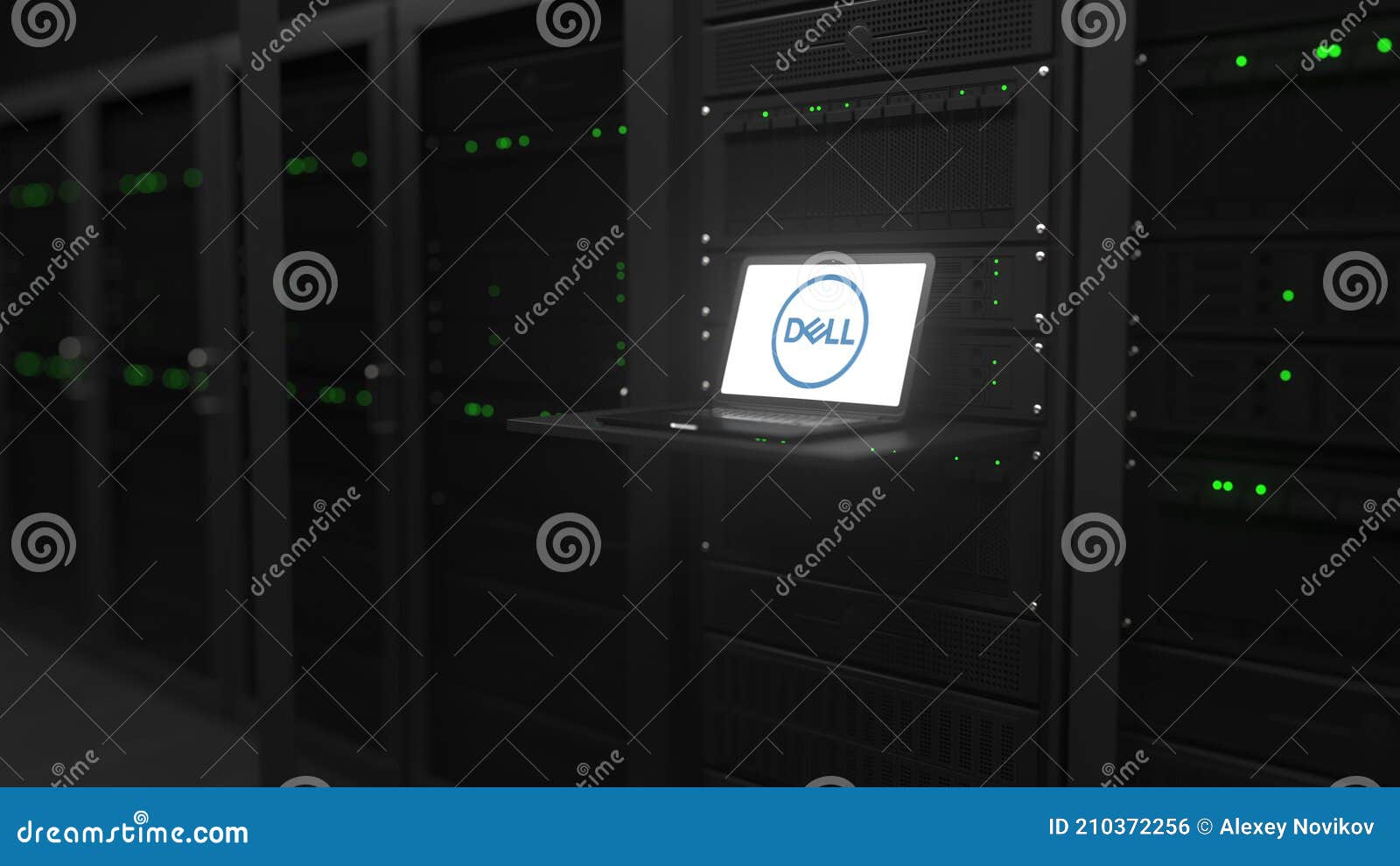 DELL Logo on the Screen in a Modern Server Room. Conceptual Editorial ...