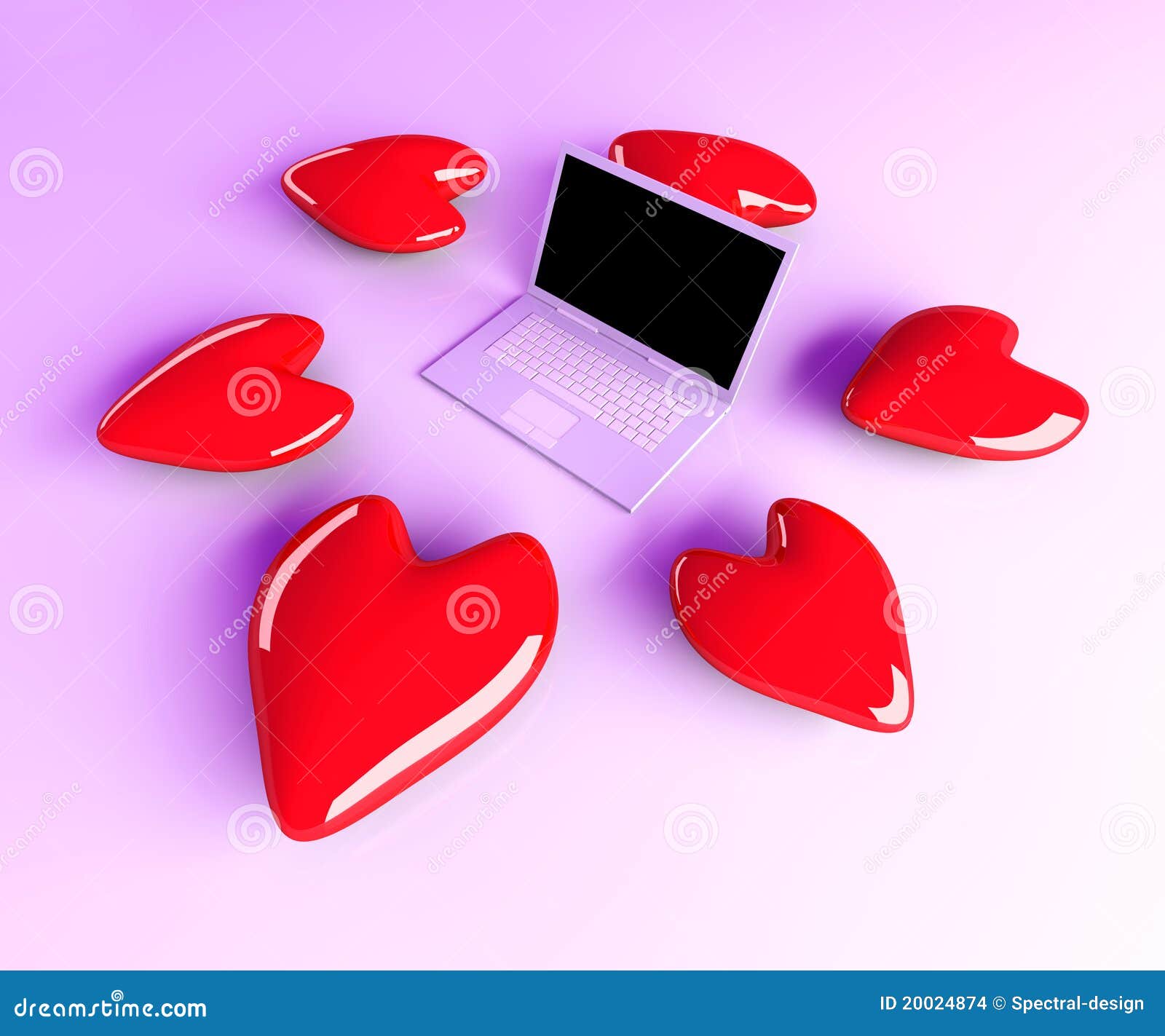 Laptop in Love stock illustration. Illustration of middle - 20024874