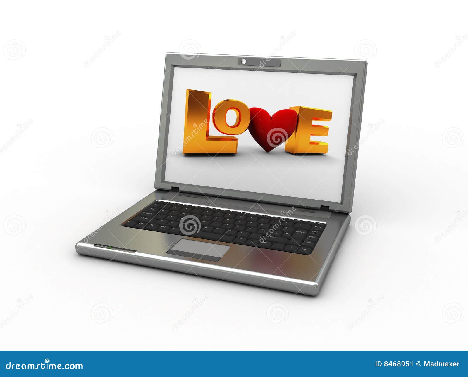 Laptop with love sign stock illustration. Illustration of laptop - 8468951