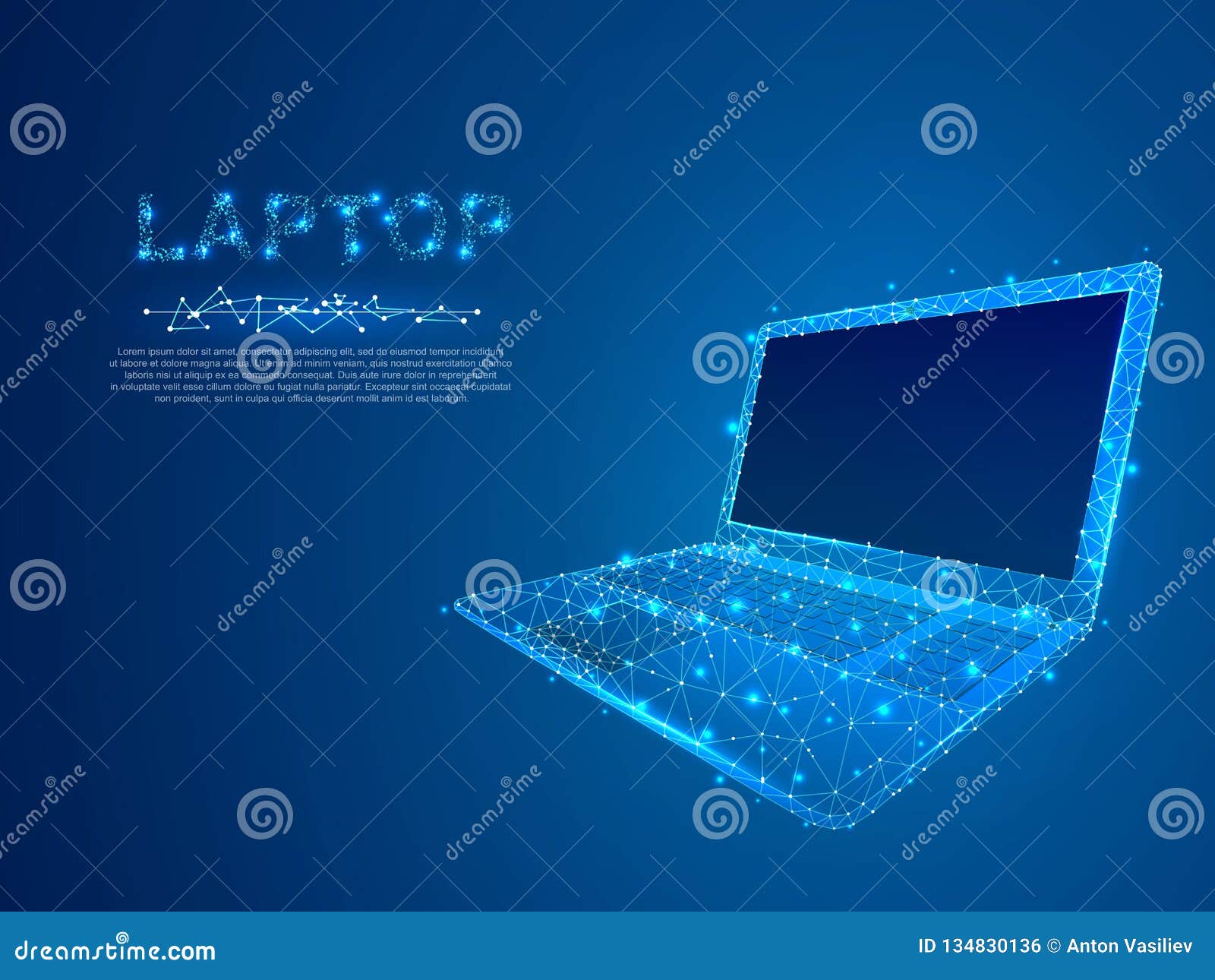 Laptop. Low Poly Model of a Notebook. Connection Wireframe. Internet ...