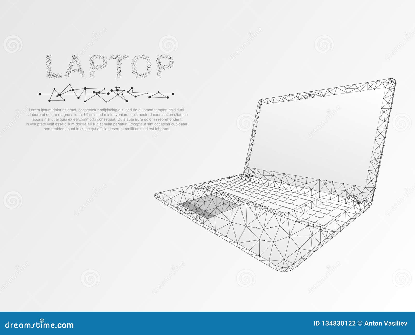 Laptop. Low Poly Notebook. White Connection Wireframe. Internet Digital ...