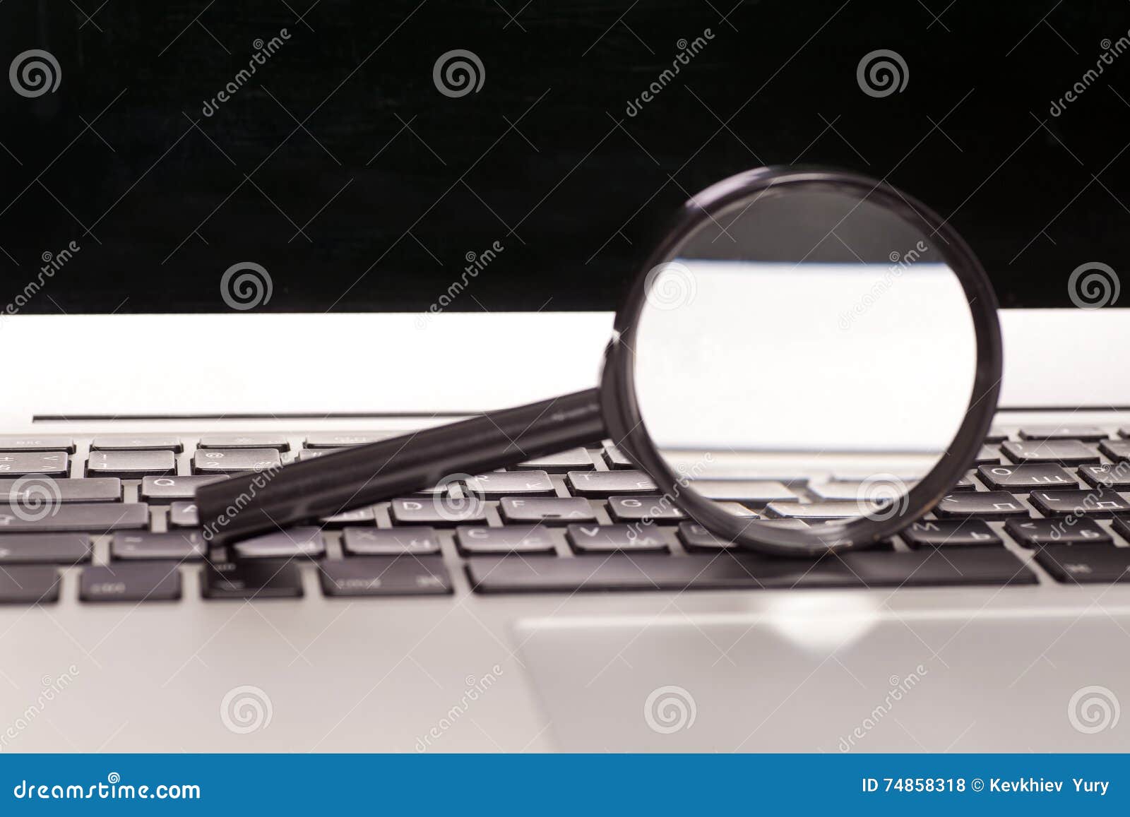 Laptop with Magnifying Glass Editorial Stock Photo - Image of keypad ...