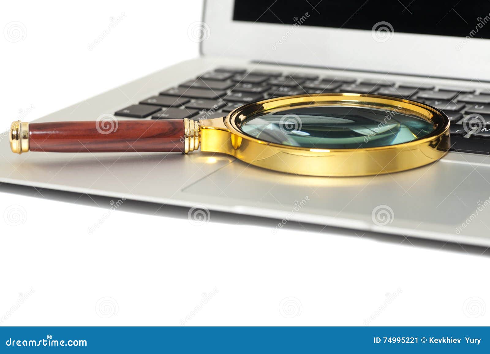 Laptop with Magnifying Glass Stock Image - Image of network, equipment ...