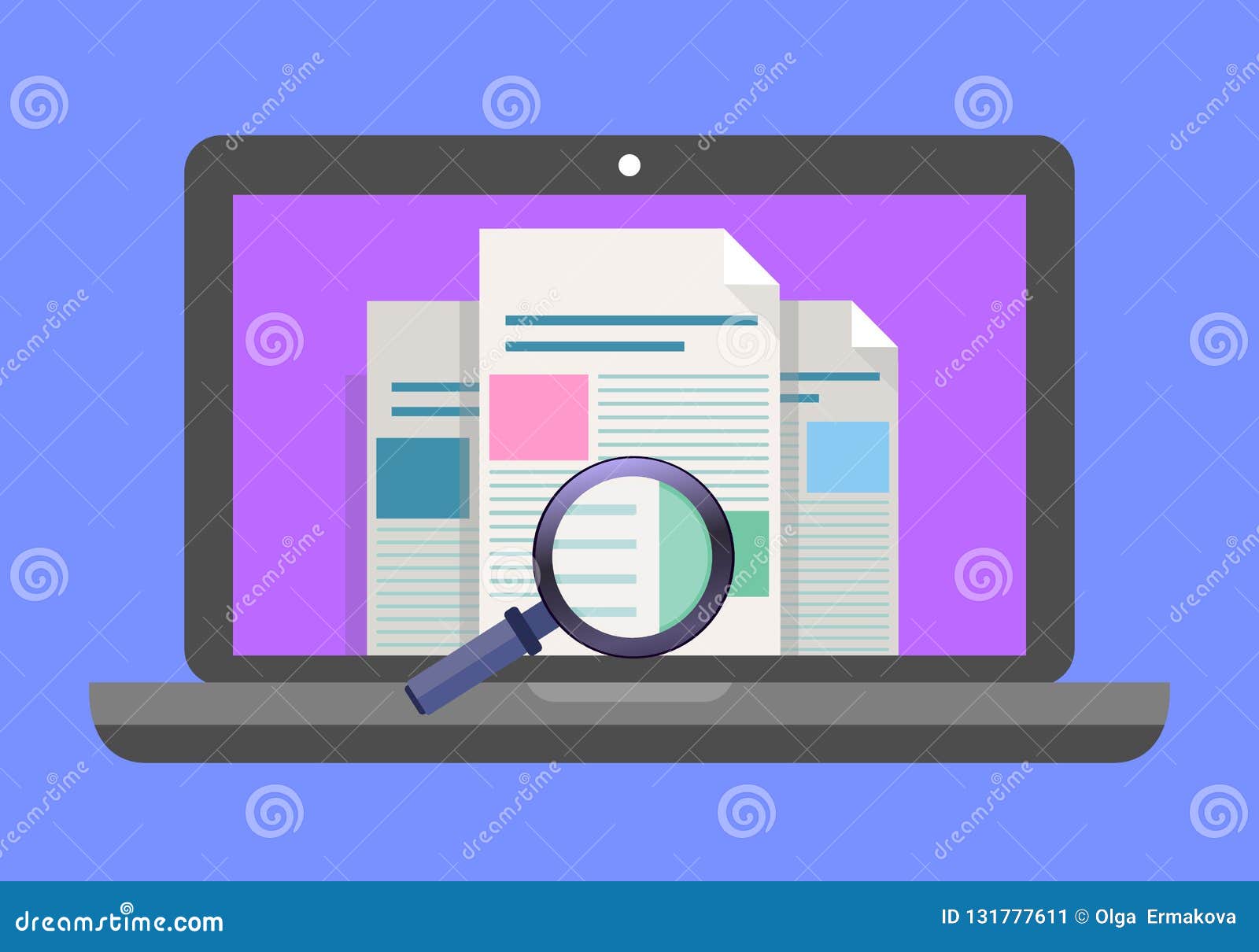 Laptop with Magnifying Glass on Screen. Web Search, Internet Search ...
