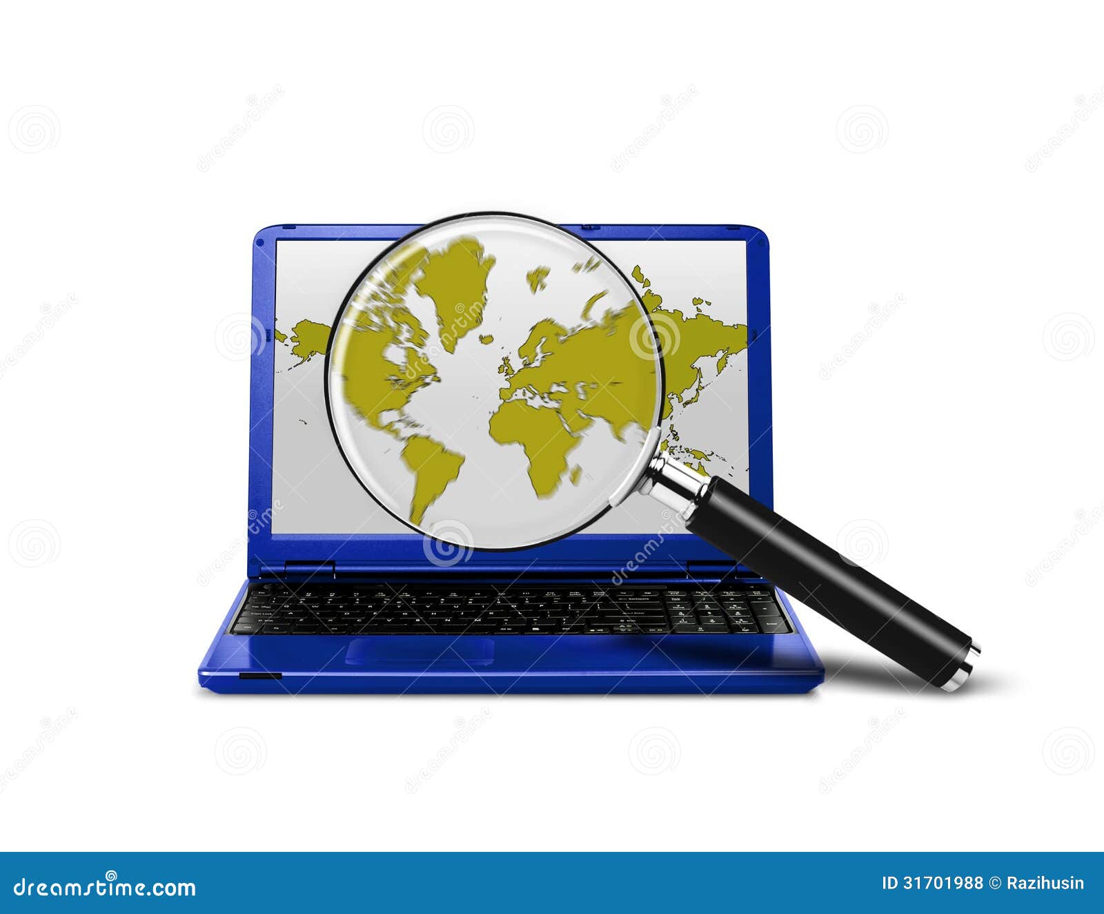 Laptop with a Magnifying Glass Searching the Internet Stock ...