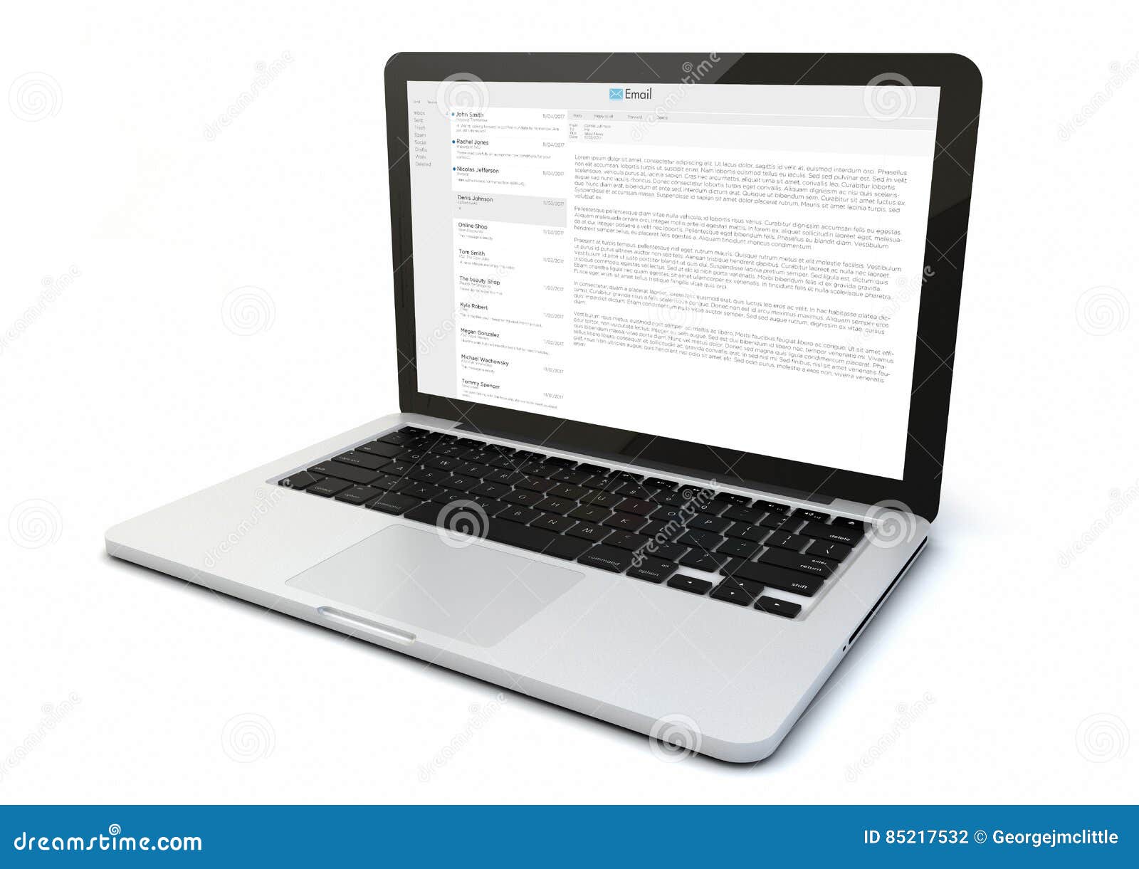 Laptop mail client stock photo. Image of render, electronic - 85217532
