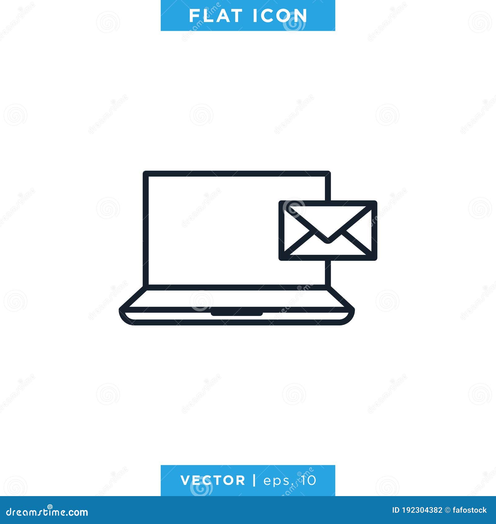 Laptop with Mail Icon Vector Logo Design Template. Editable Stroke ...
