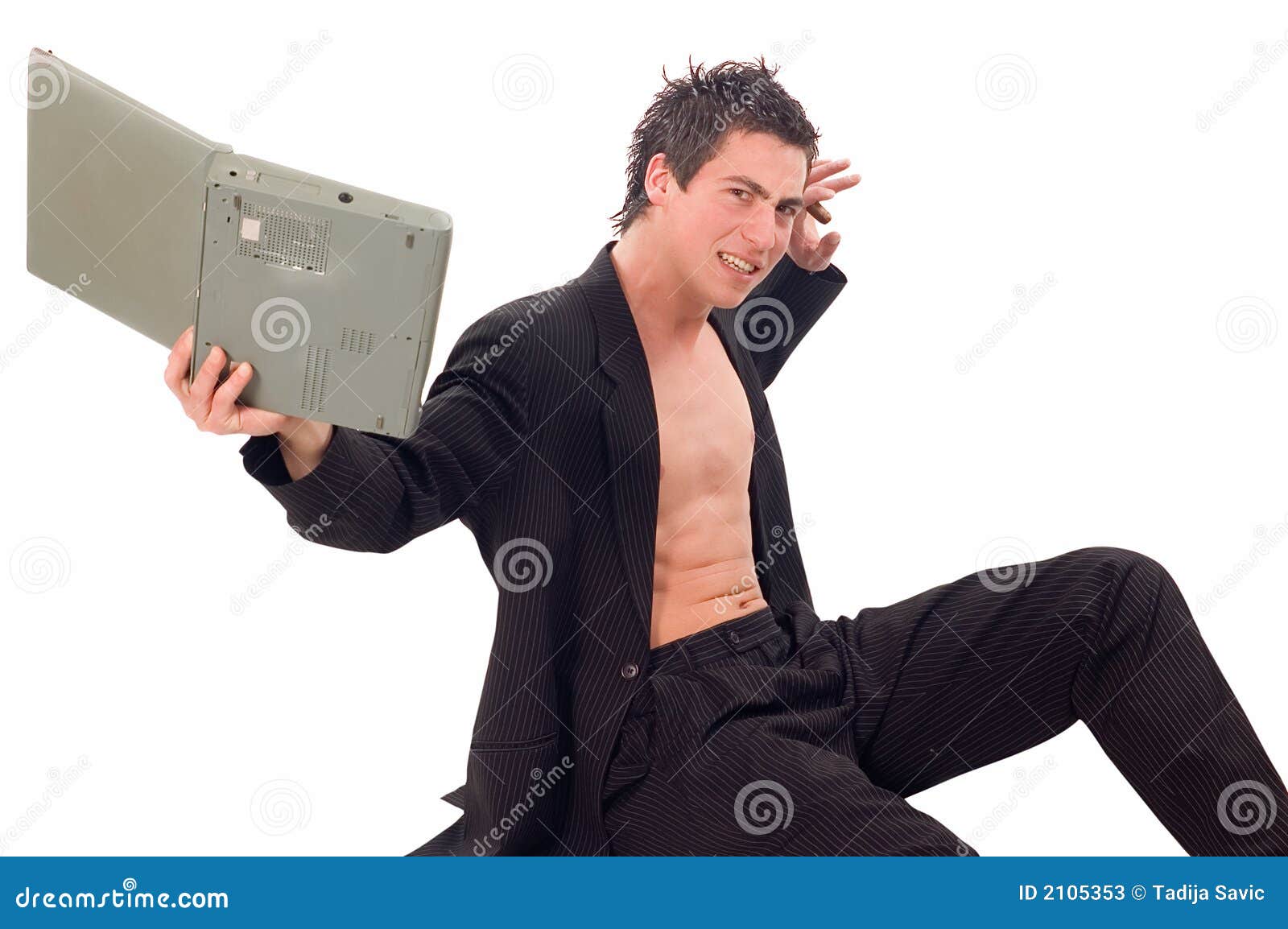 Laptop man stock image. Image of white, person, research - 2105353