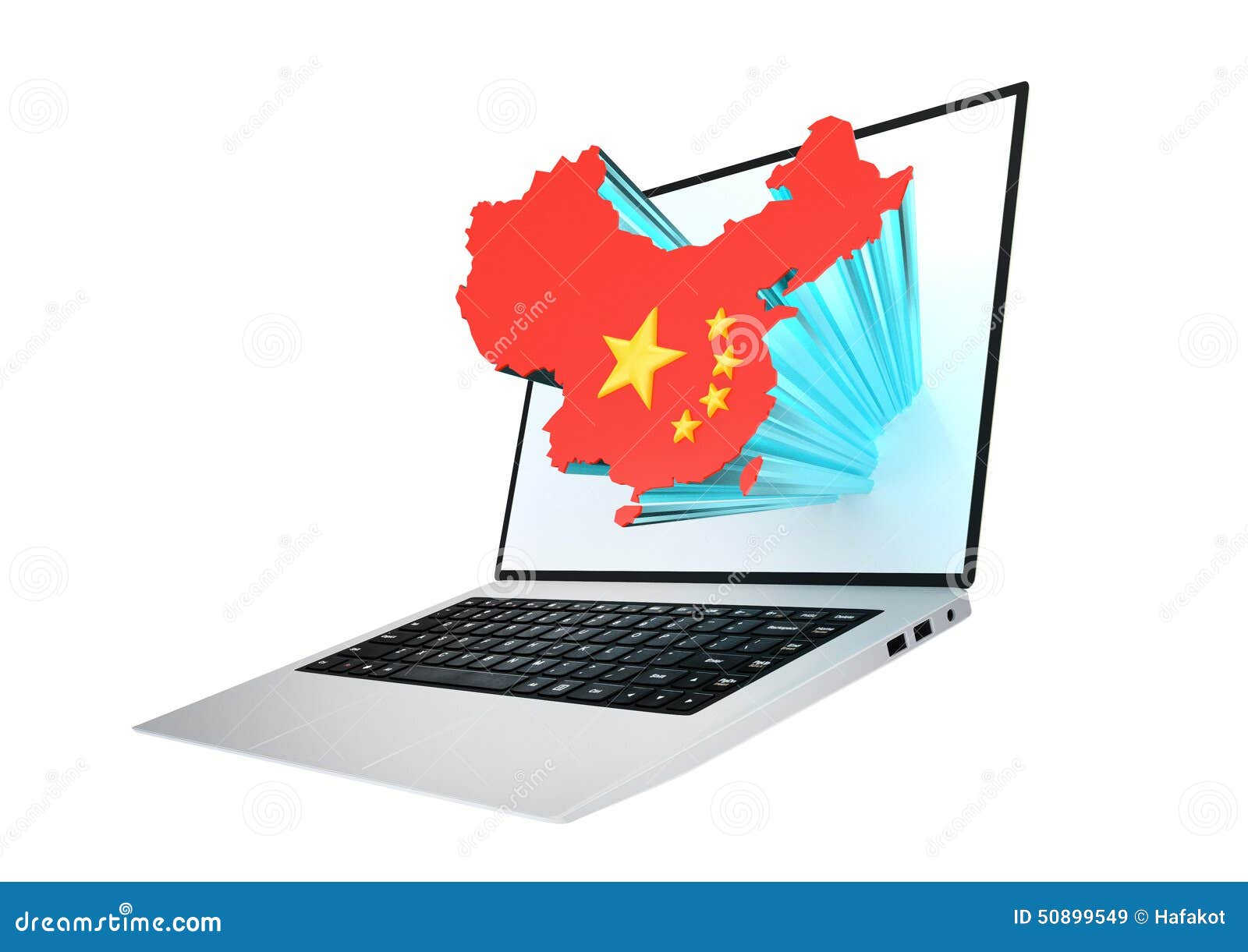 Laptop with Map of China Containing the Chinese Flag Stock Illustration ...