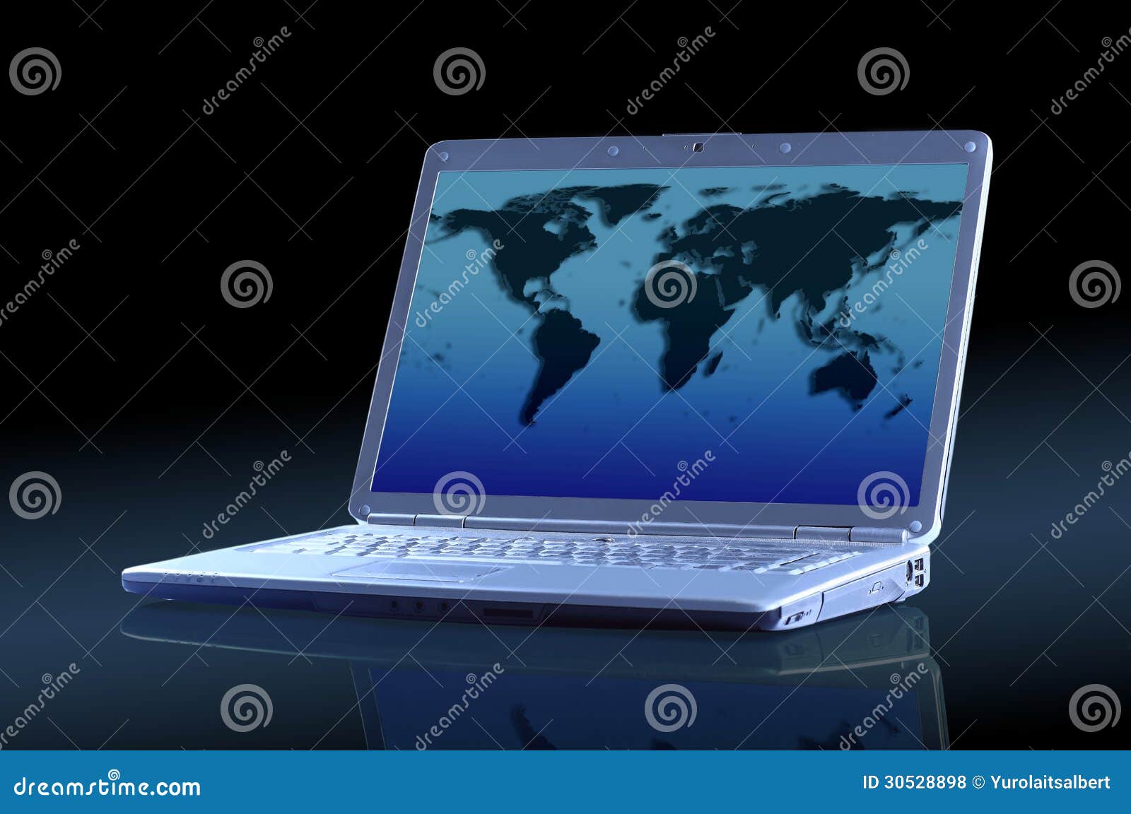 Laptop with a Map of the World. Stock Photo - Image of computer, icon ...