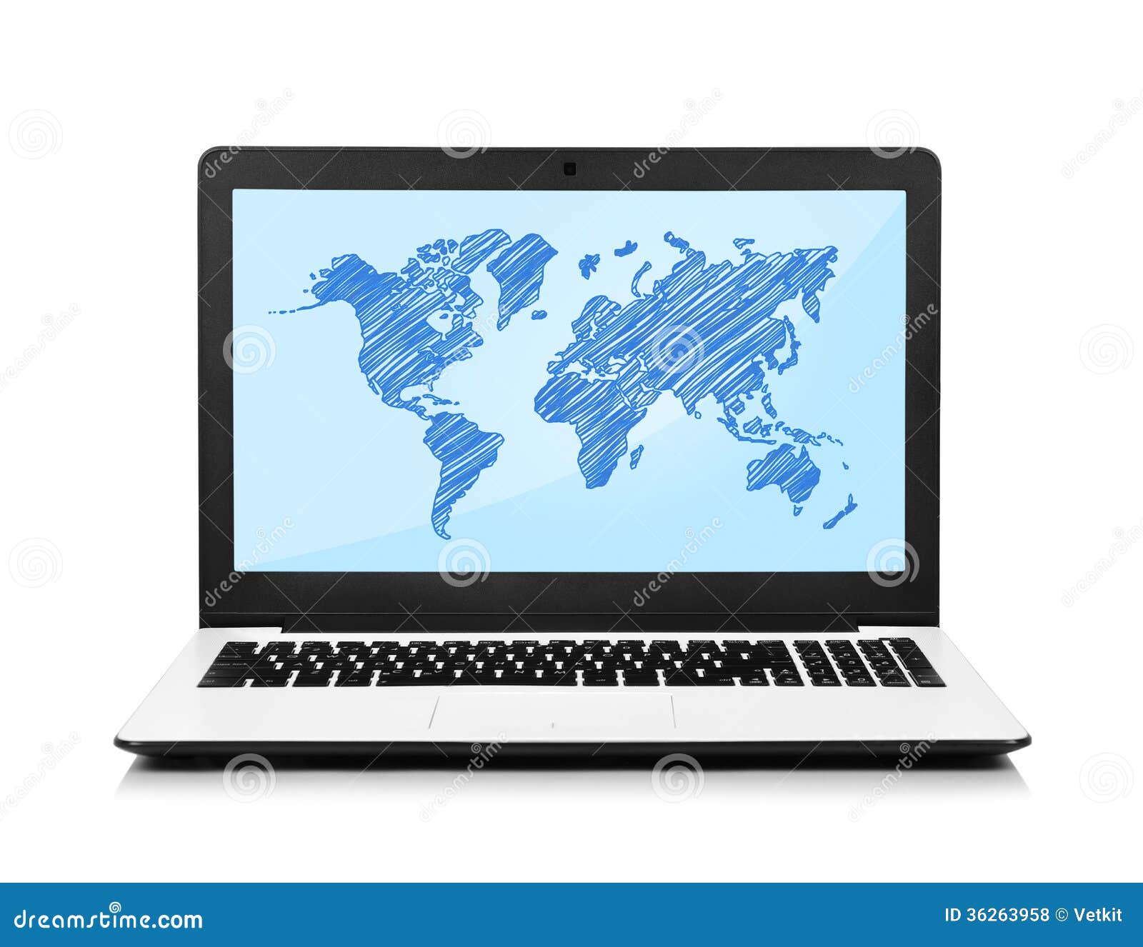 Laptop with map stock photo. Image of land, digital, mobility - 36263958