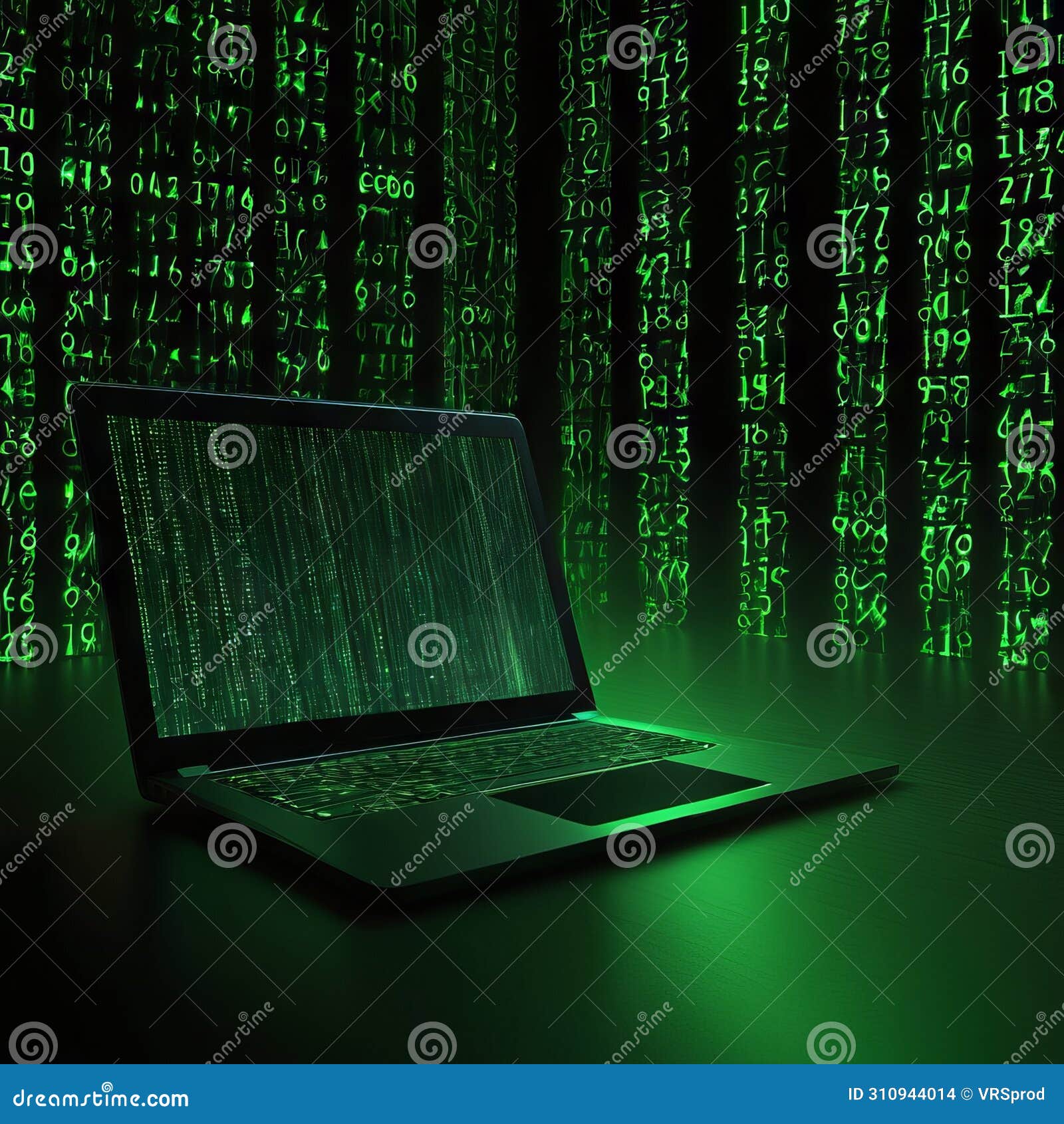 Laptop with Matrix Aesthetic Stock Photo - Image of network, laptop ...