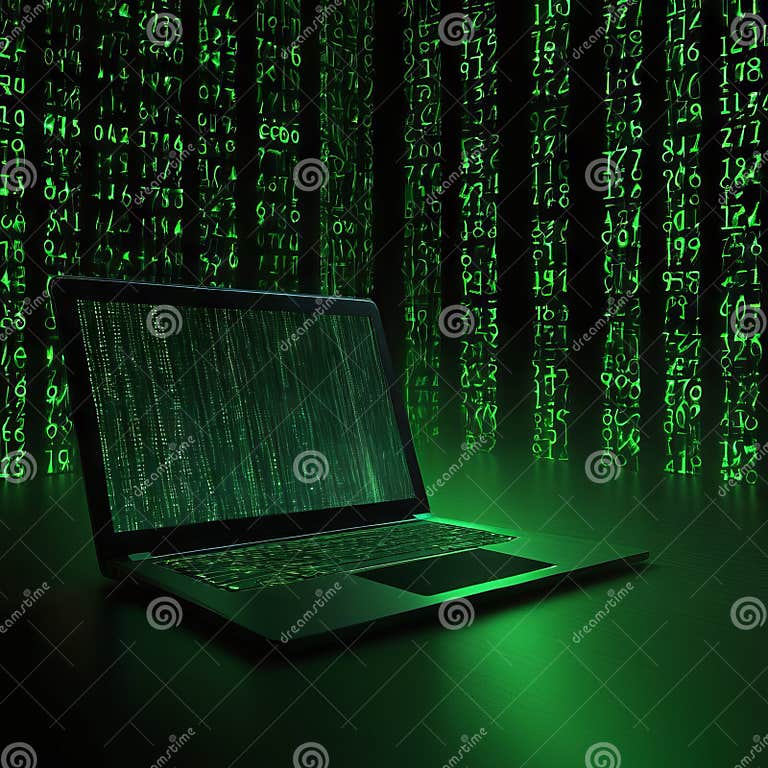 Laptop with Matrix Aesthetic Stock Photo - Image of network, laptop ...