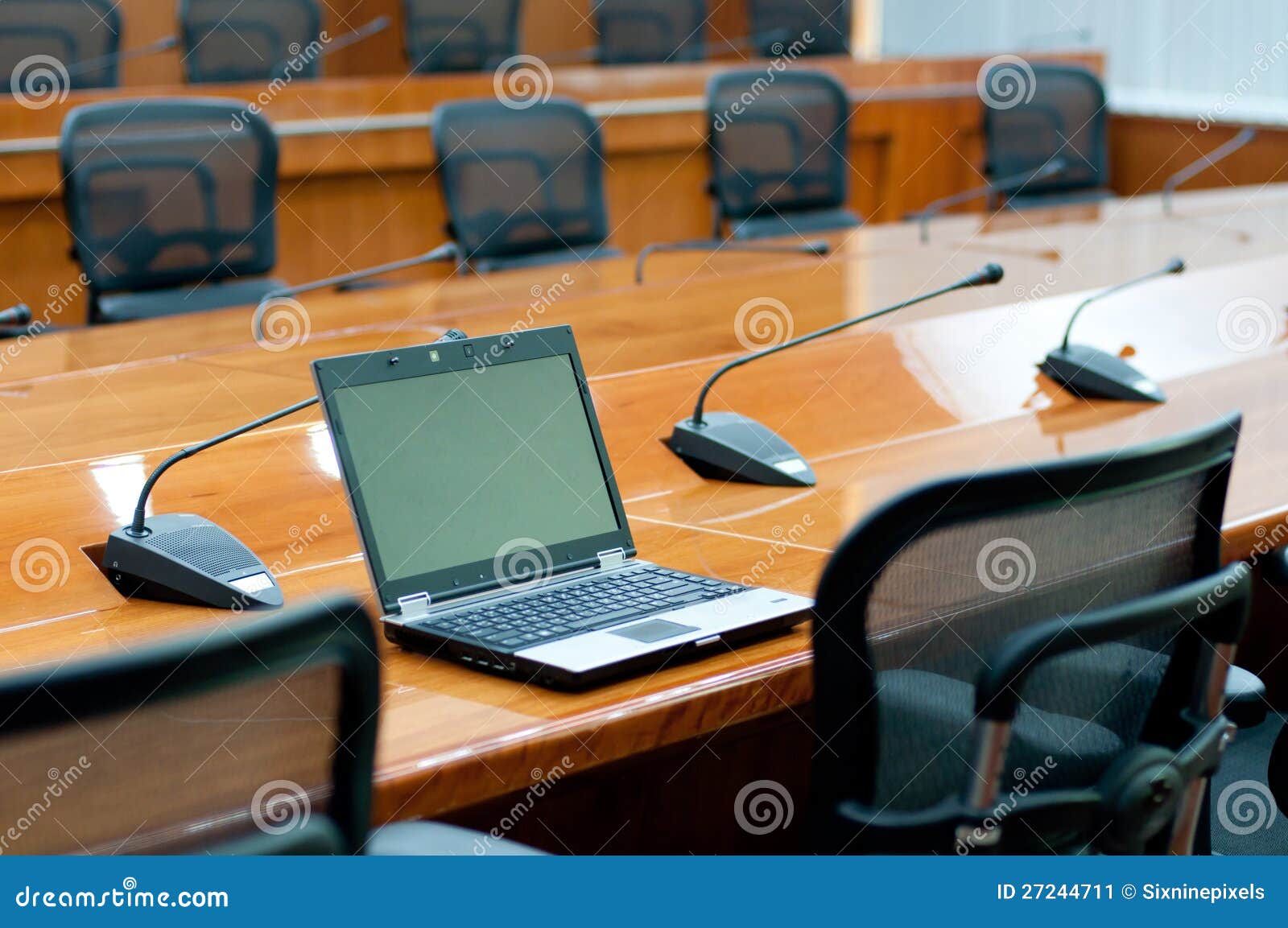 Laptop in meeting room stock image. Image of meeting - 27244711