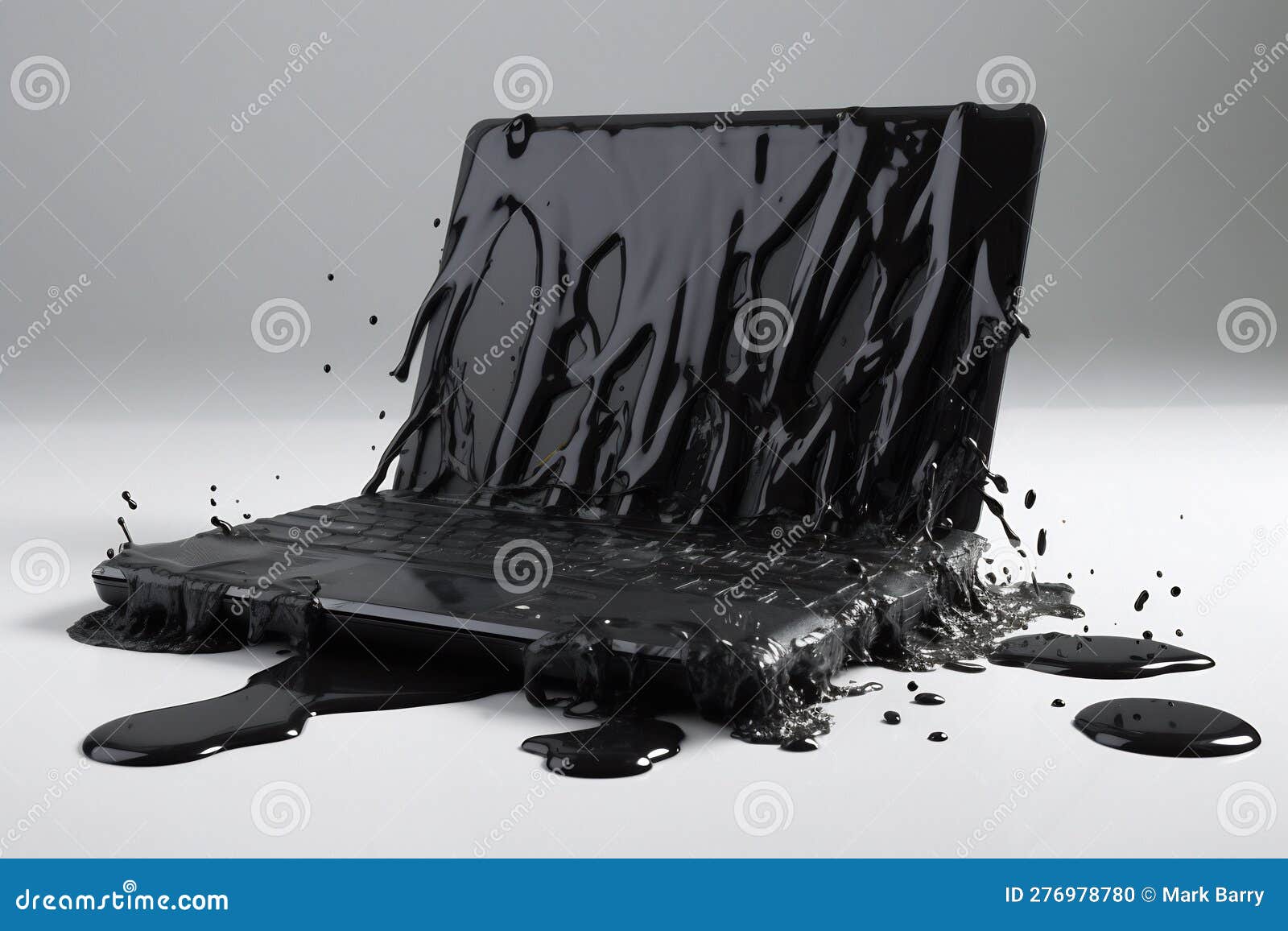 Melting Laptop. AI Generative Image. Stock Photo - Image of black ...